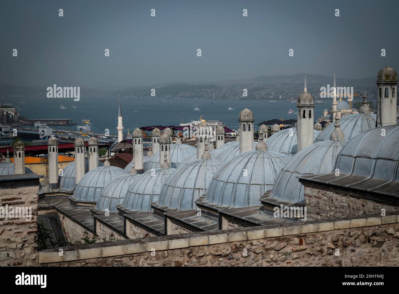 Madrasa domes and view of the city from the Suleymaniye Mosque complex ...