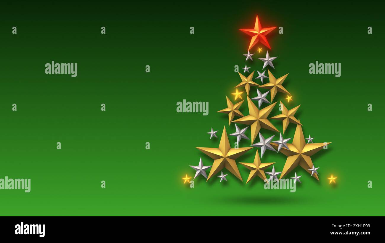 A glowing Christmas tree with stars Stock Photo - Alamy