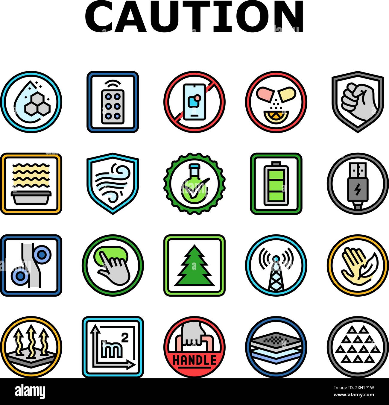 product caution label warning icons set vector Stock Vector Image & Art ...