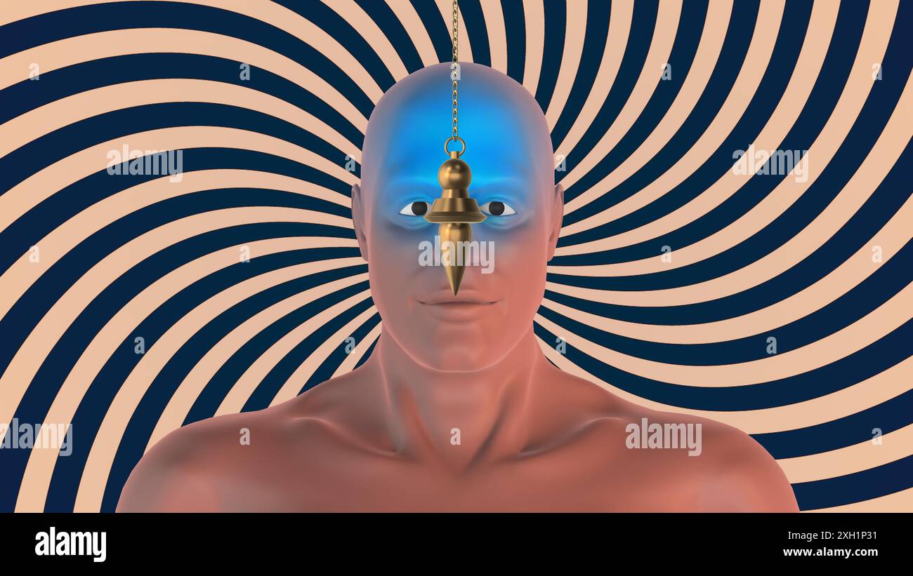 Human hypnosis with a pendulum and chakra Stock Photo - Alamy