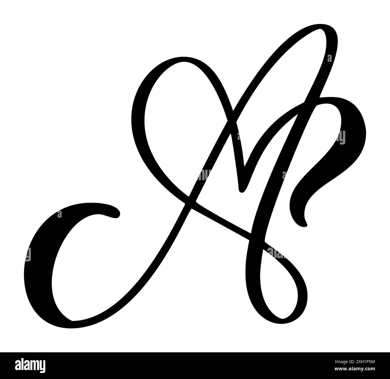 Hand drawn vector calligraphy love letter A. Script capital font logo ...