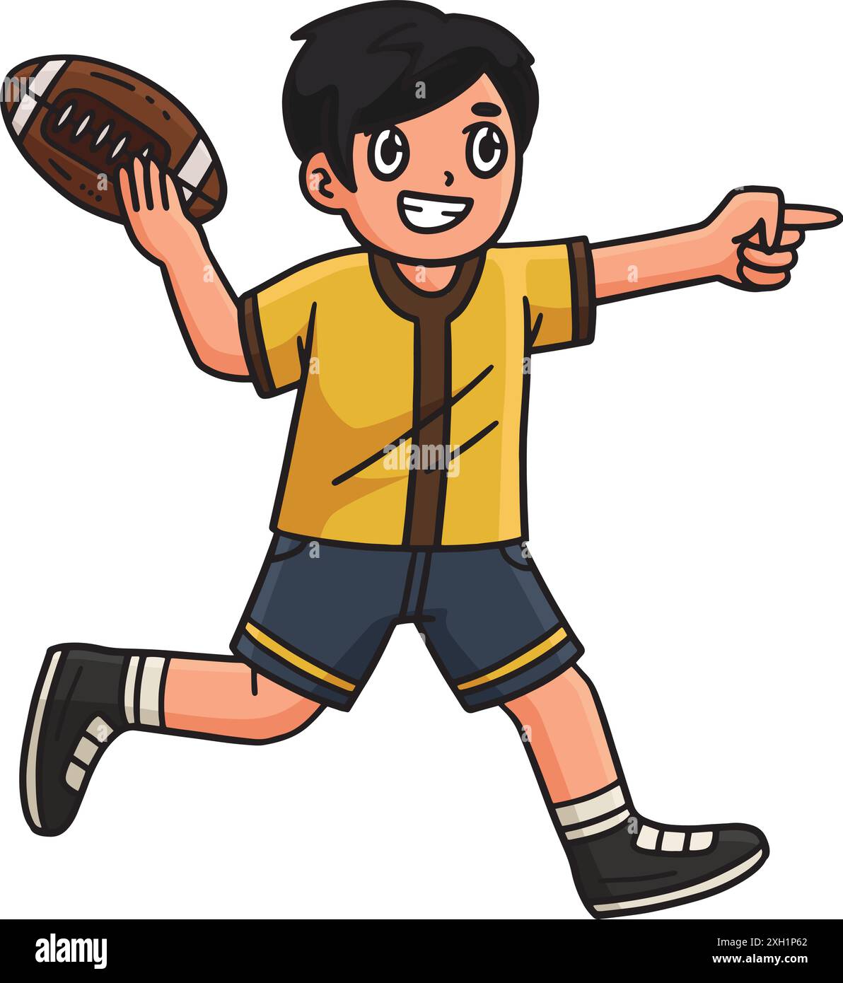 American Boy Playing Football Cartoon Clipart Stock Vector Image & Art ...