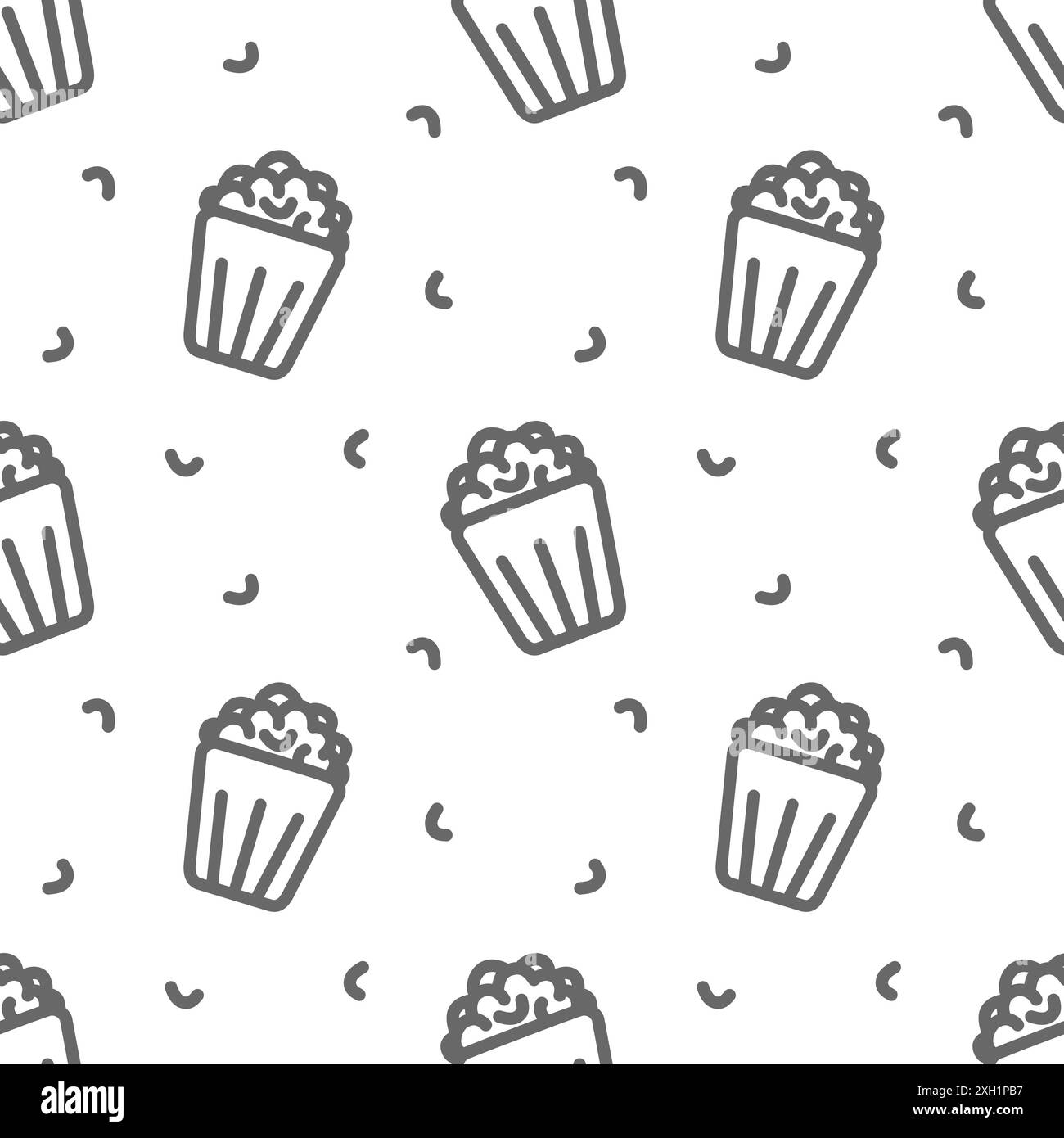 Seamless pattern Popcorn line icon. Popcorn, bucket, box. Vector ...