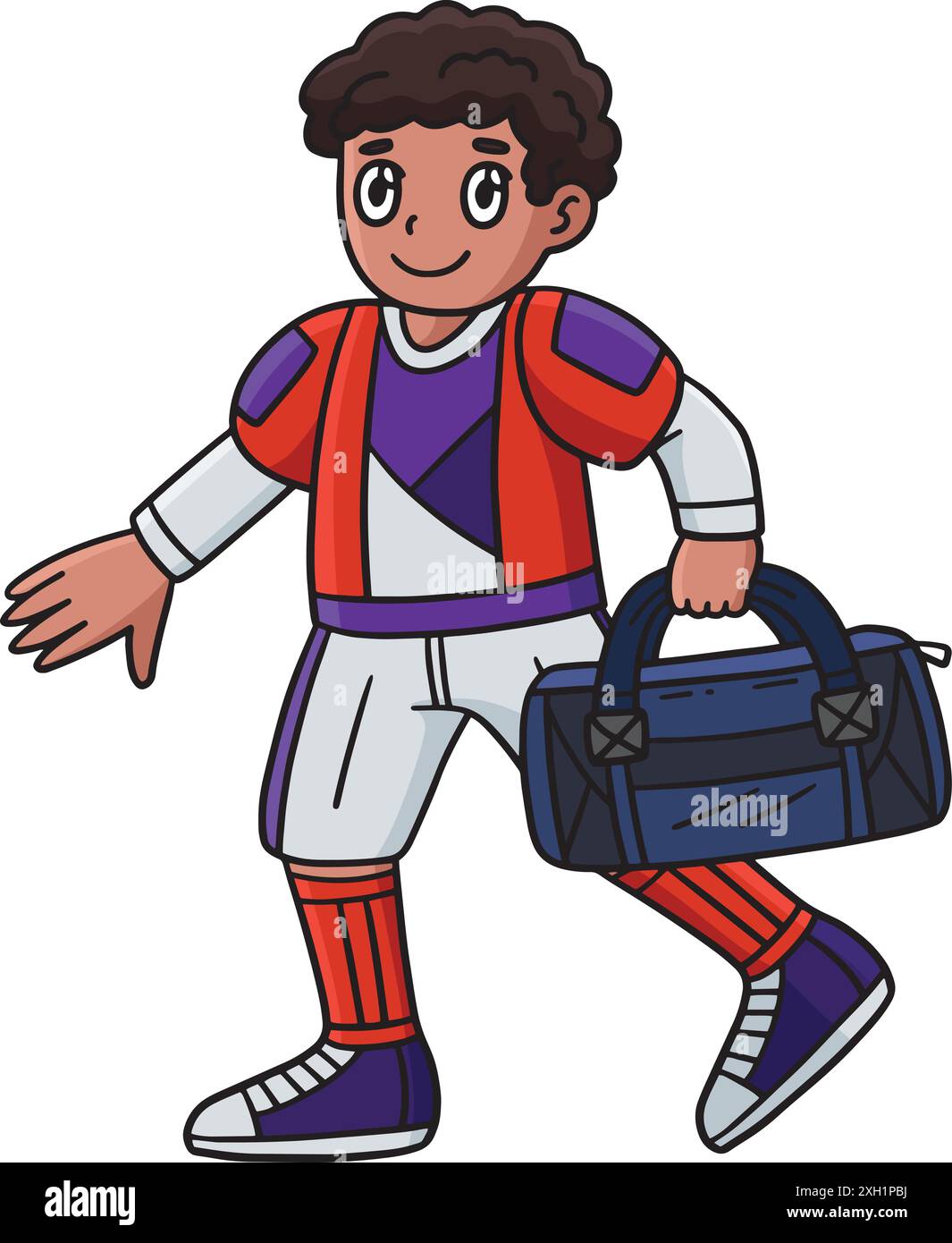 American Football Player Going to Practice Clipart Stock Vector Image ...
