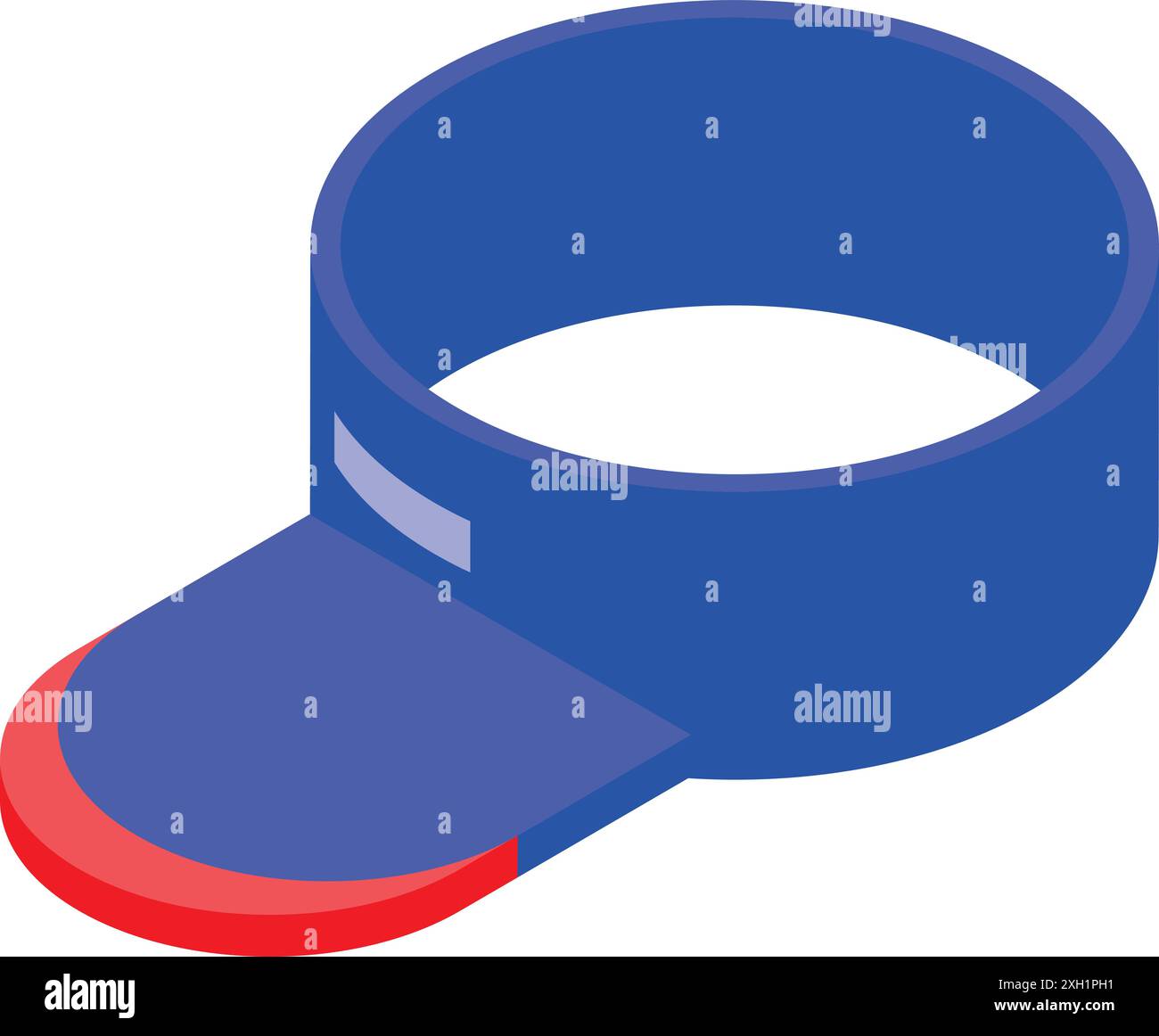 Blue delivery service cap with red peak isometric view isolated on ...