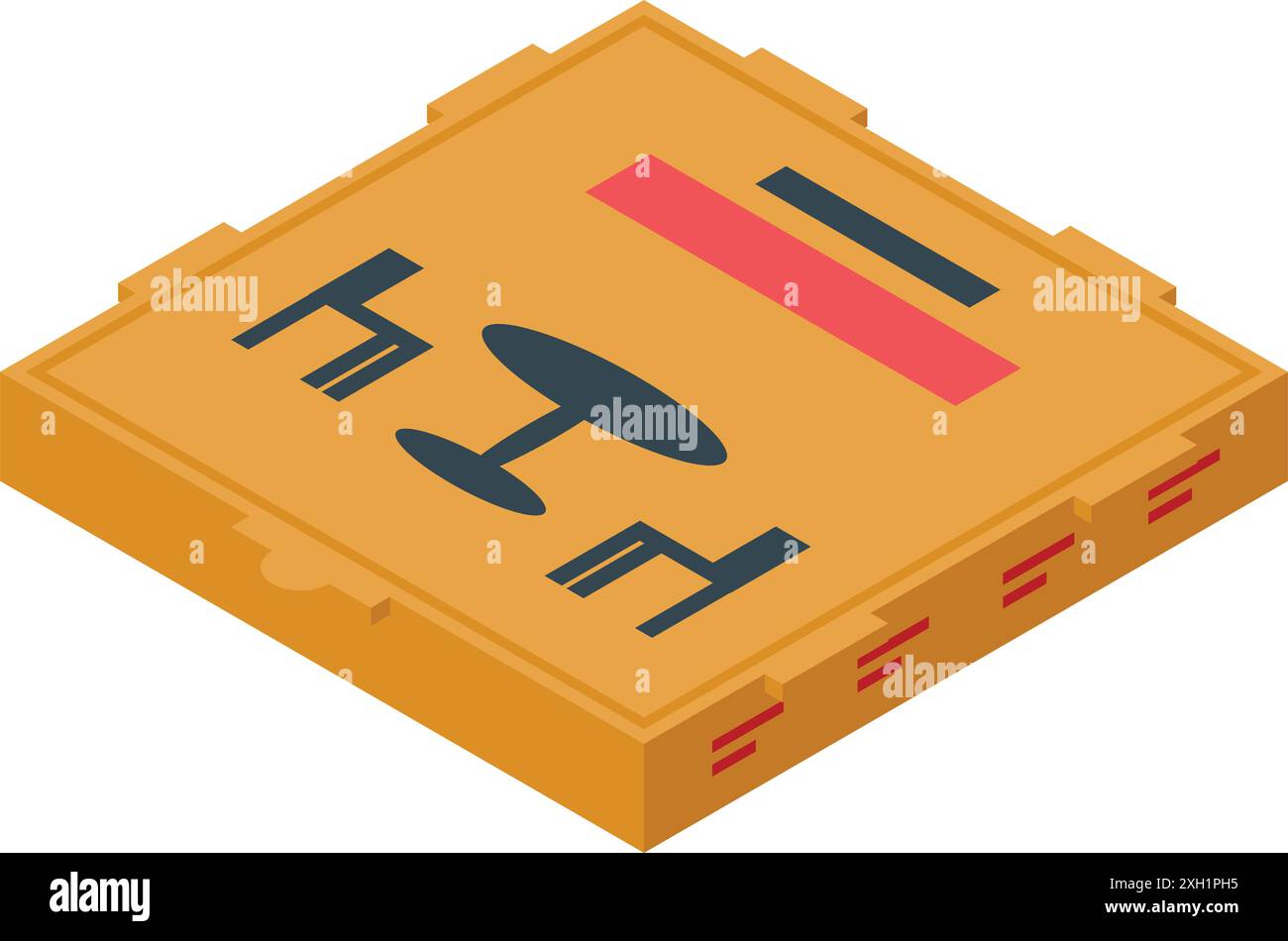 Closed cardboard pizza box with table and chairs logo representing fast ...