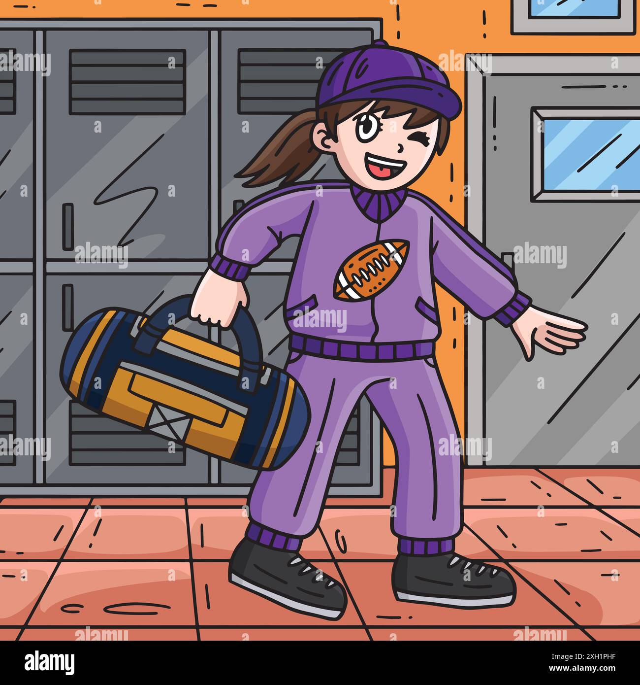 American Football Female Coach Colored Cartoon Stock Vector Image & Art ...