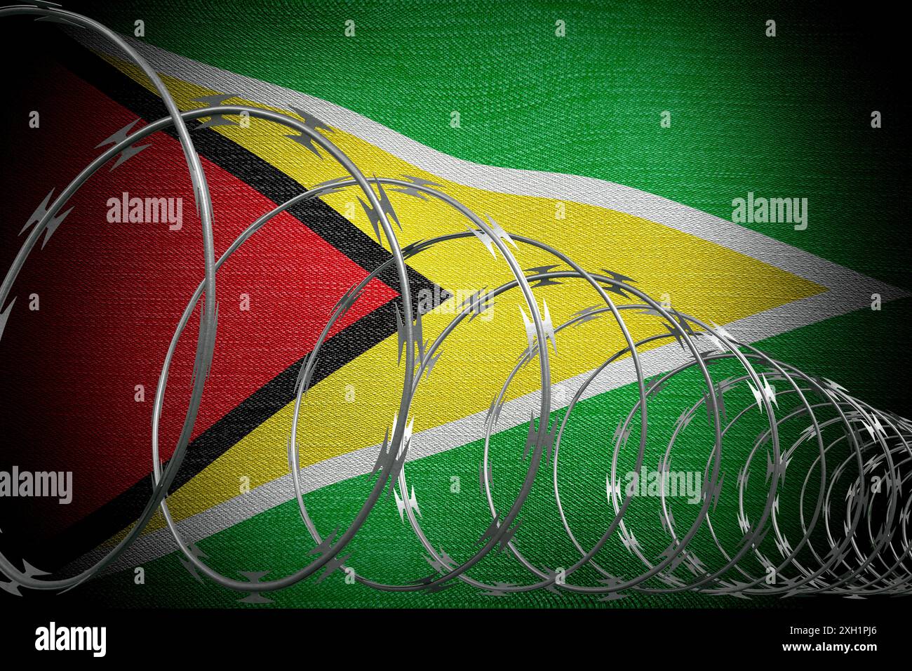 National flag and barbed wire - 3D illustration Stock Photo - Alamy