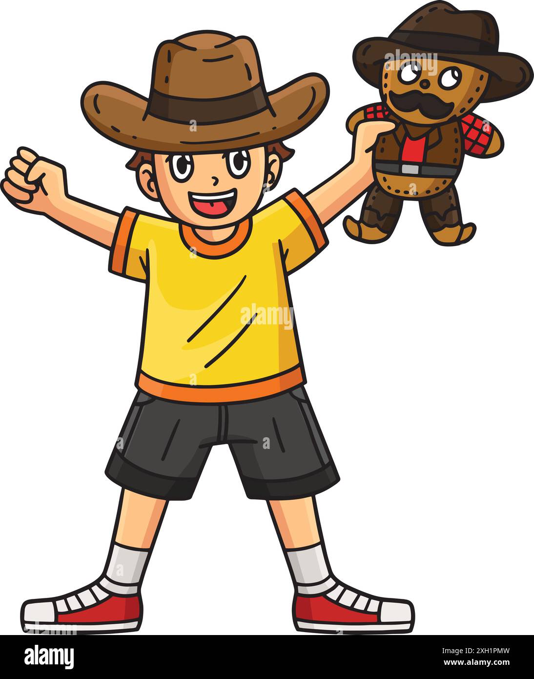Boy with a Cowboy Toy Cartoon Colored Clipart I Stock Vector Image ...