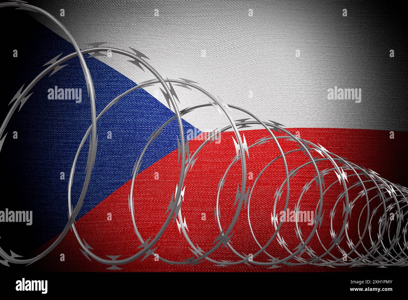 National flag and barbed wire - 3D illustration Stock Photo - Alamy