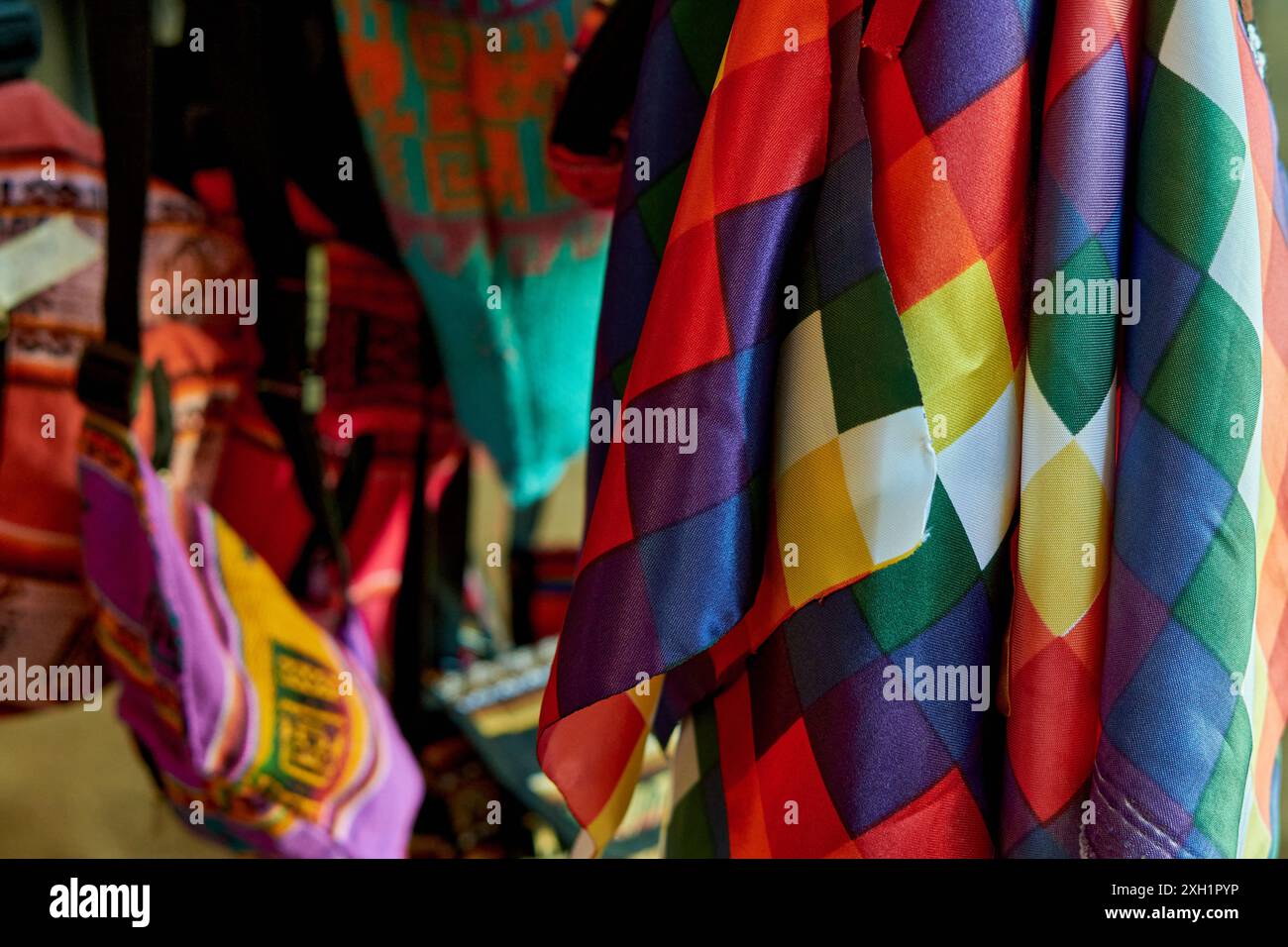 wiphala flag at an artisan fair in Jujuy, Argentina. symbol of the ...