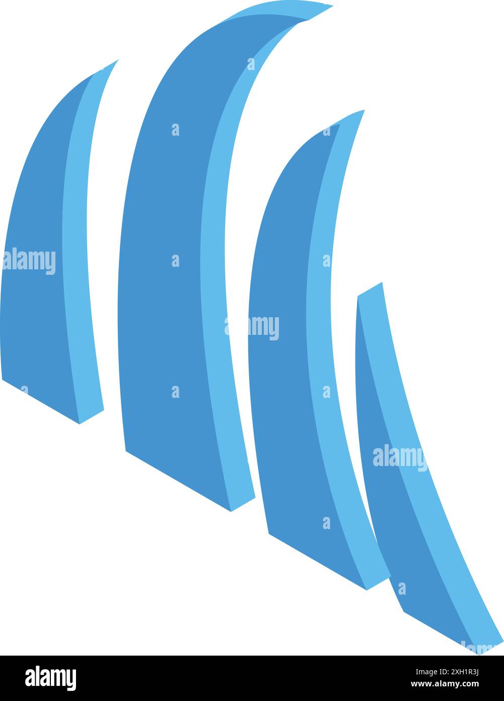 Abstract blue shape rising upwards in a modern isometric 3d style Stock ...