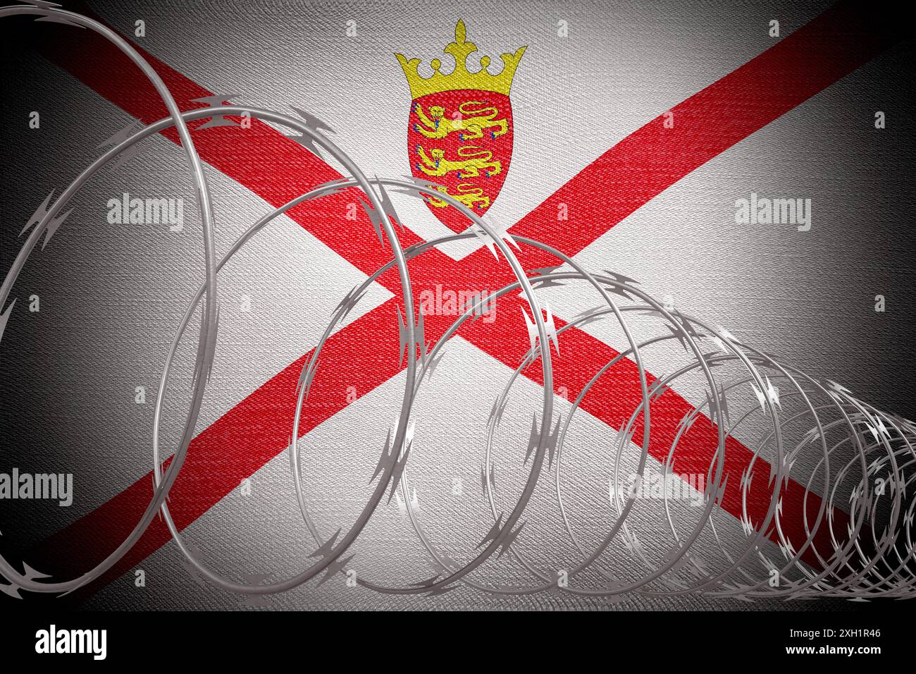 National flag and barbed wire - 3D illustration Stock Photo - Alamy