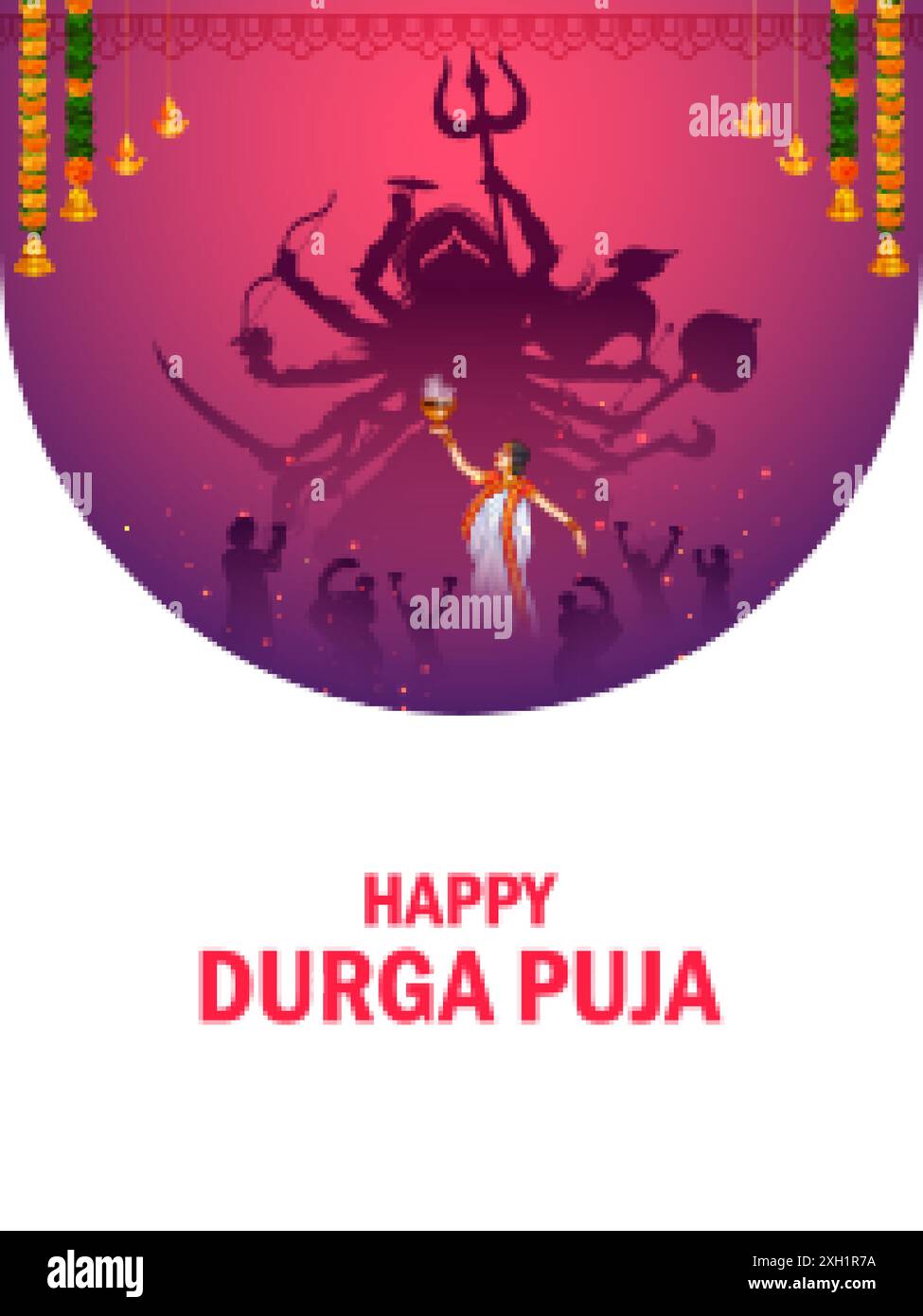 illustration of Goddess Durga in Happy Durga Puja Subh Navratri Indian ...