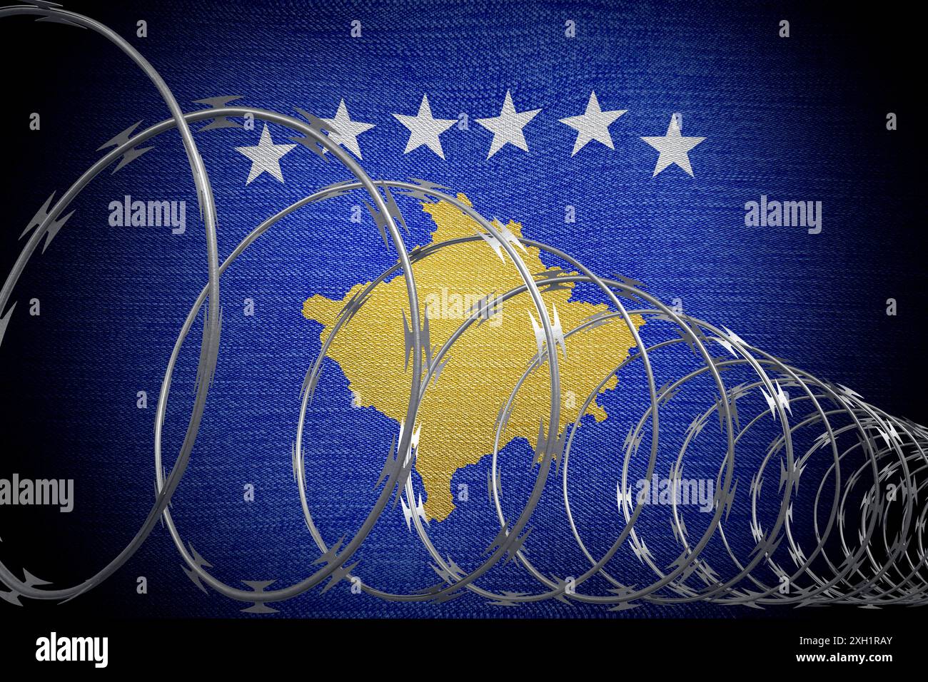 National flag and barbed wire - 3D illustration Stock Photo - Alamy