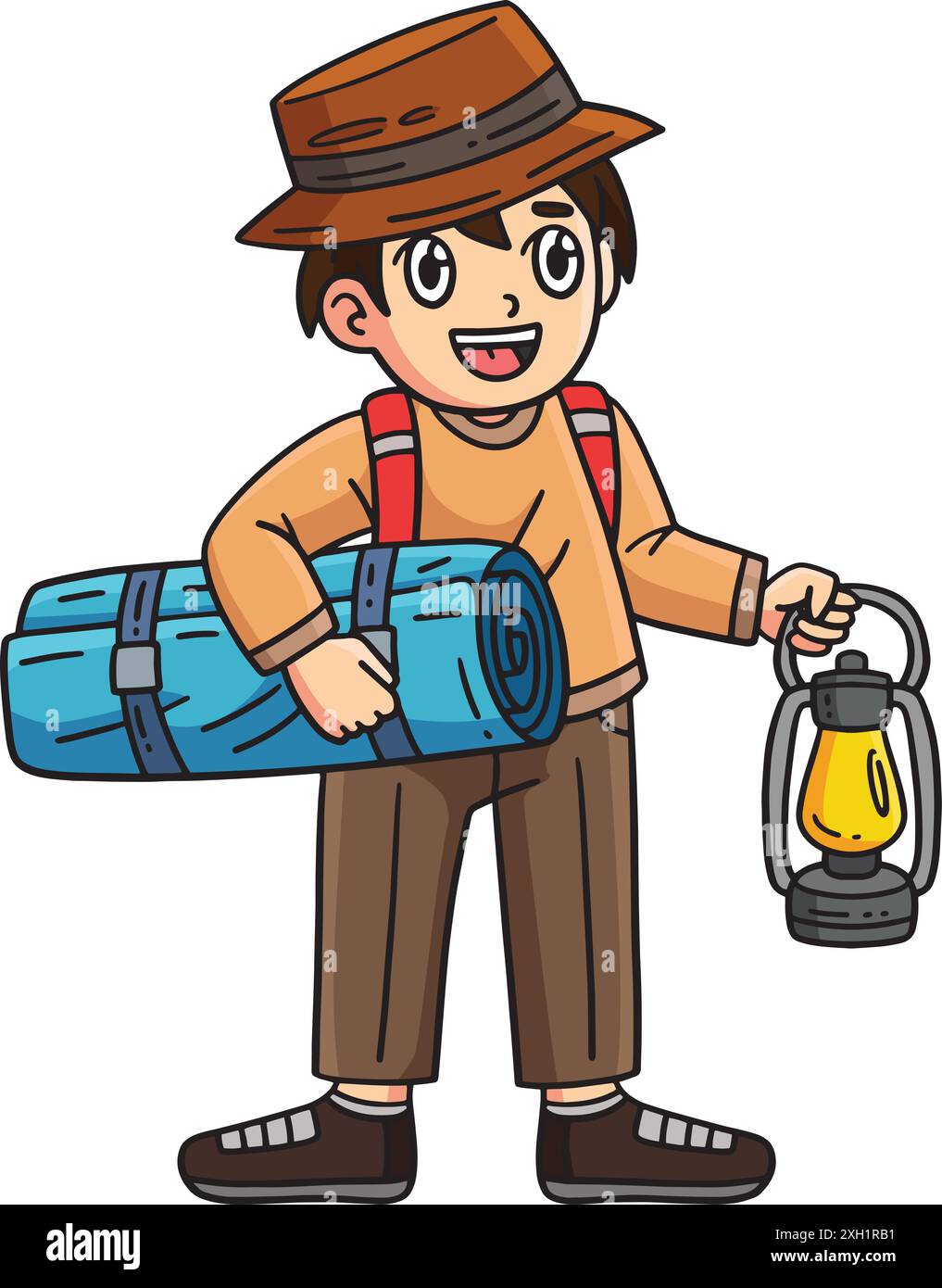 Camping Camper with Sleeping Bag Cartoon Clipart Stock Vector Image ...