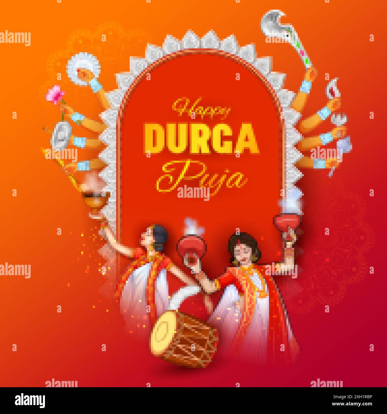 illustration of Goddess Durga in Happy Durga Puja Subh Navratri Indian ...