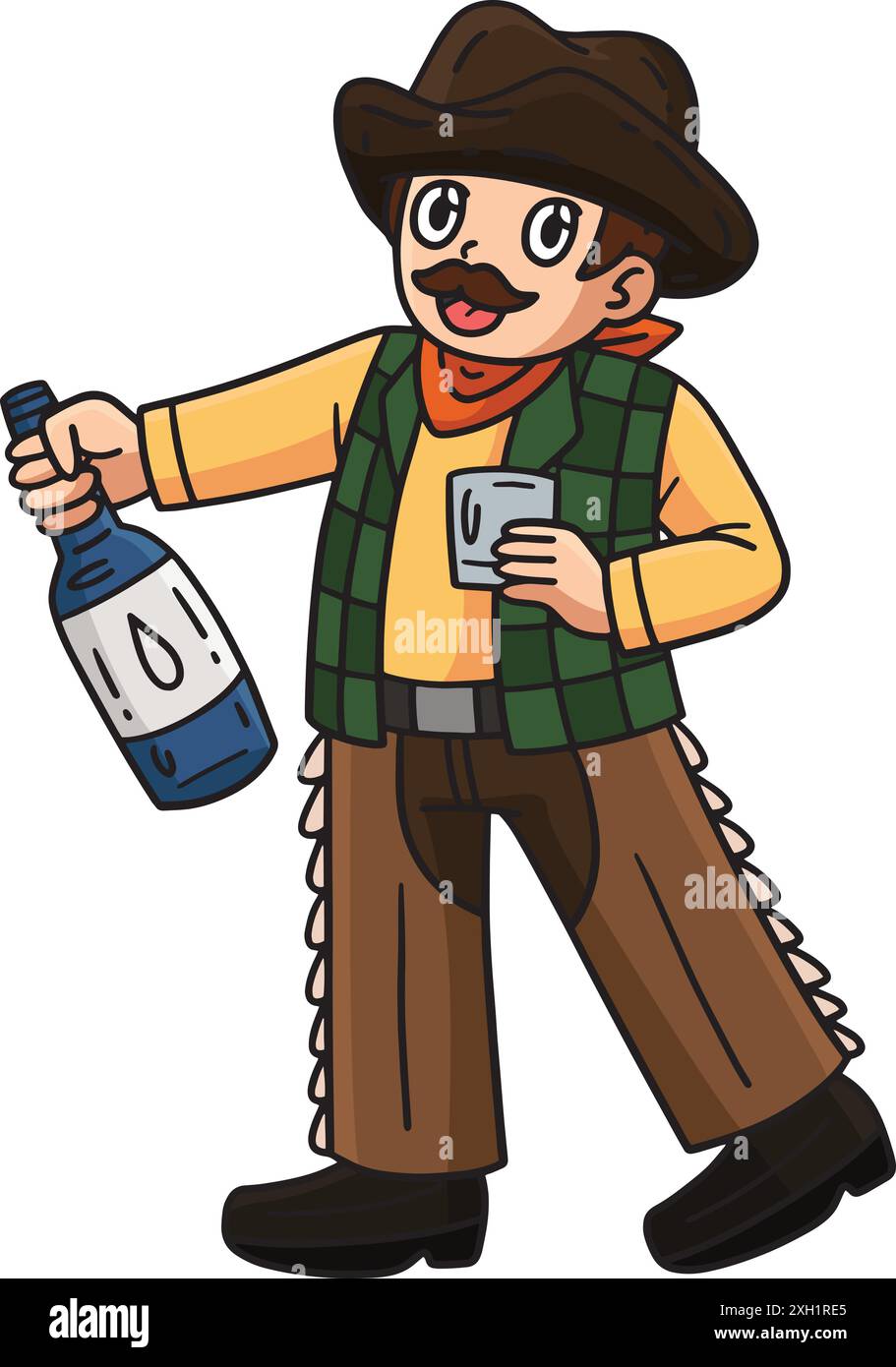 Cowboy with a Whiskey Cartoon Colored Clipart Stock Vector Image & Art ...