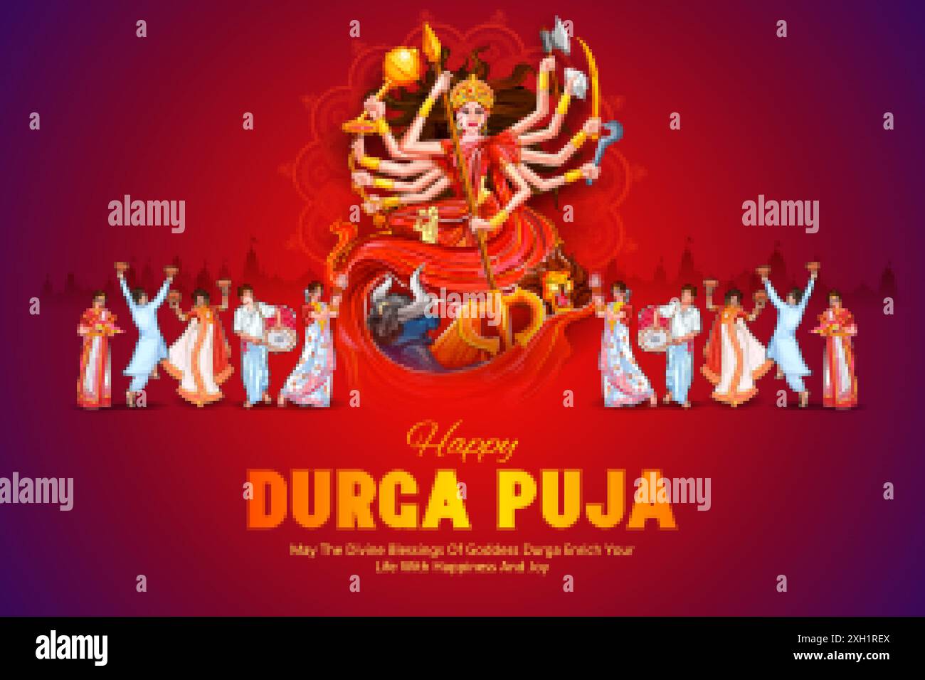 illustration of Goddess Durga in Happy Durga Puja Subh Navratri Indian ...