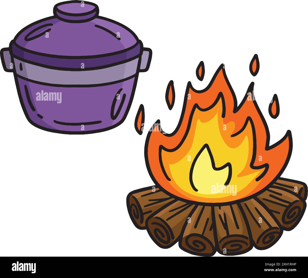 Cooking pot and Campfire Cartoon Colored Clipart Stock Vector Image ...