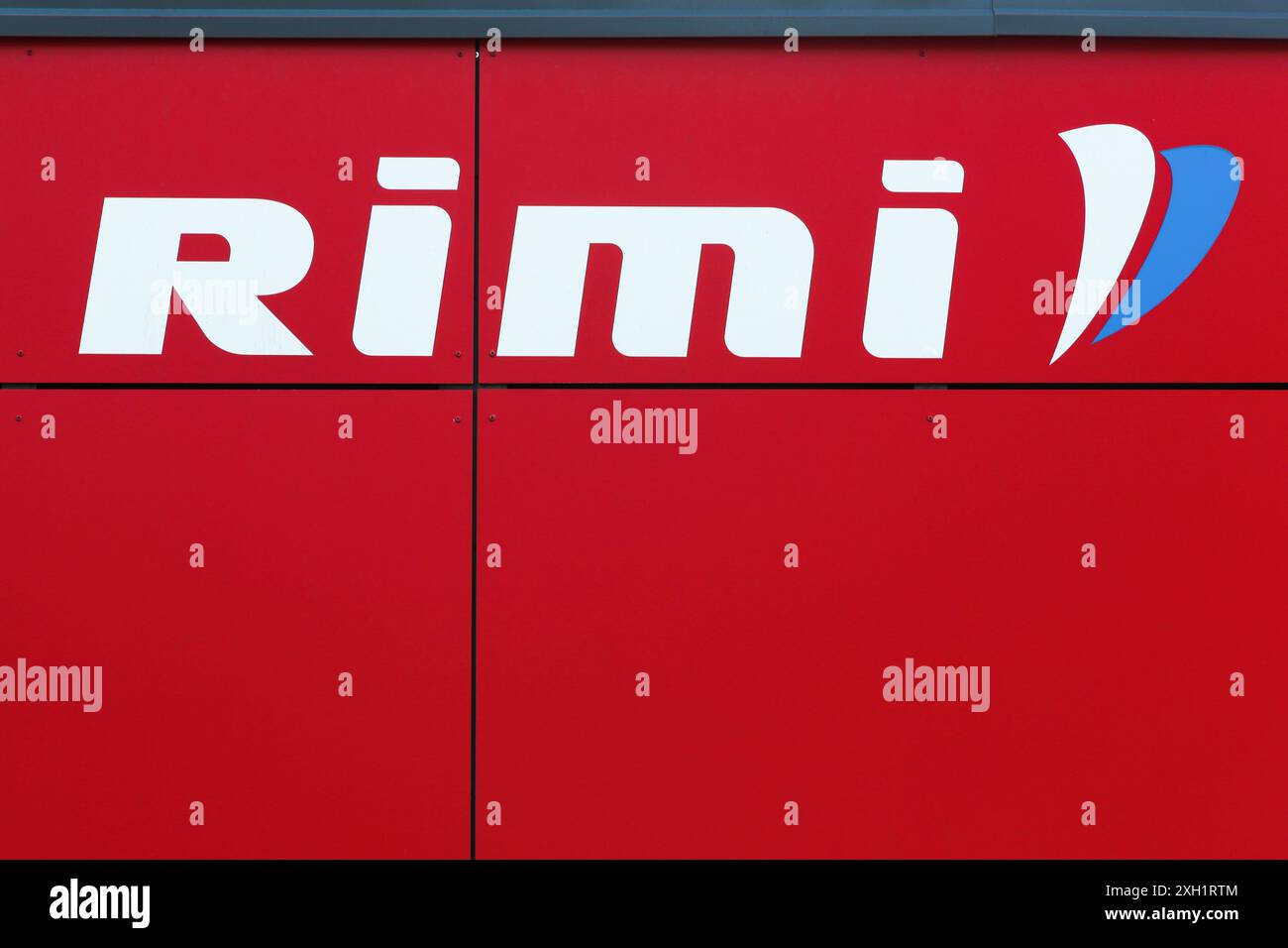 Riga, Latvia - May 26, 2024: Rimi Baltic logo on a wall. Rimi Baltic is ...