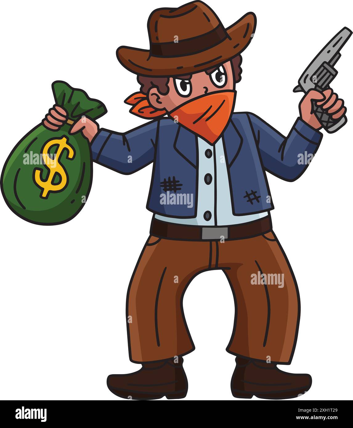 Cowboy Bandit Cartoon Colored Clipart Illustration Stock Vector Image ...