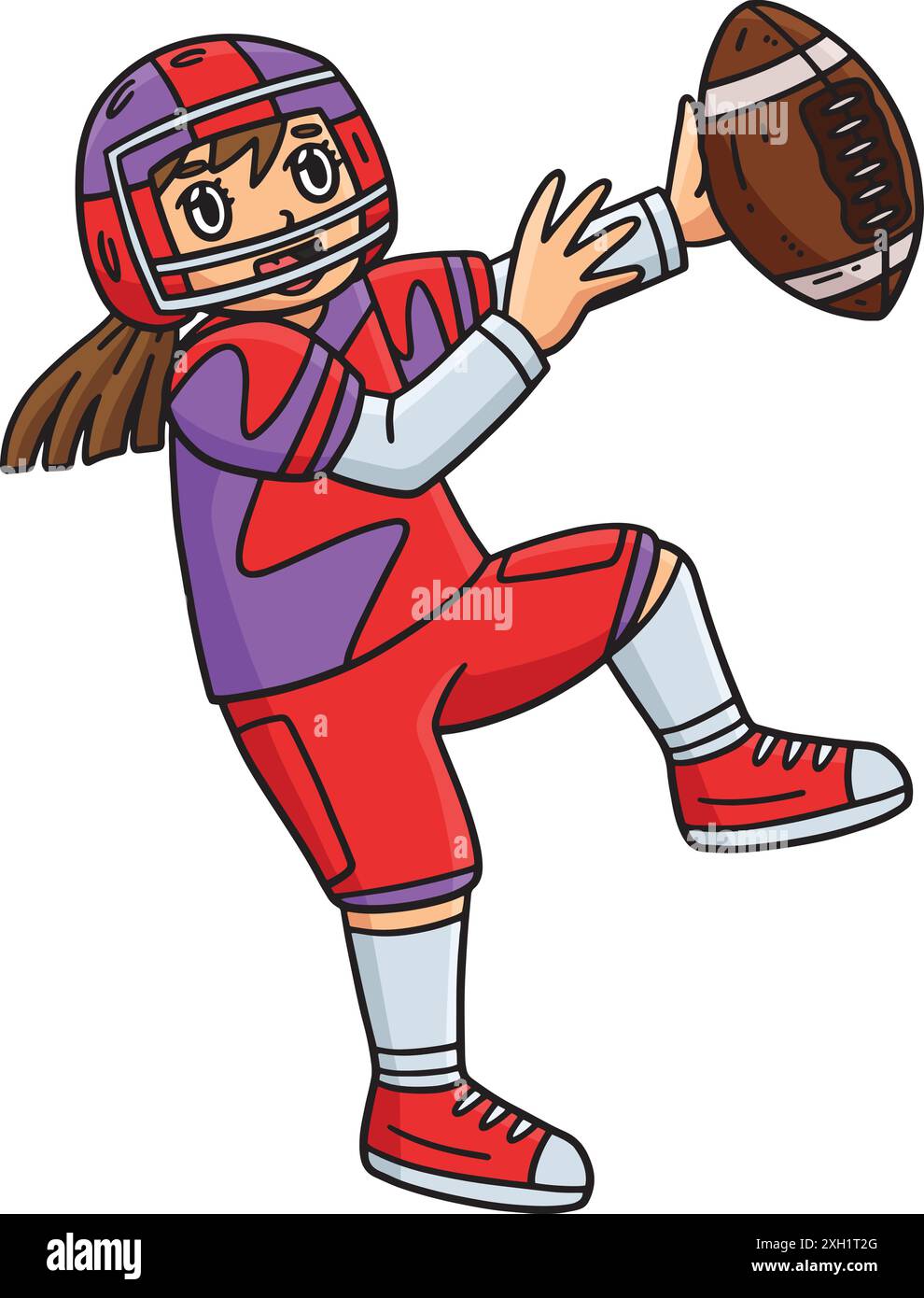 American Female Player Catching Football Clipart Stock Vector Image ...