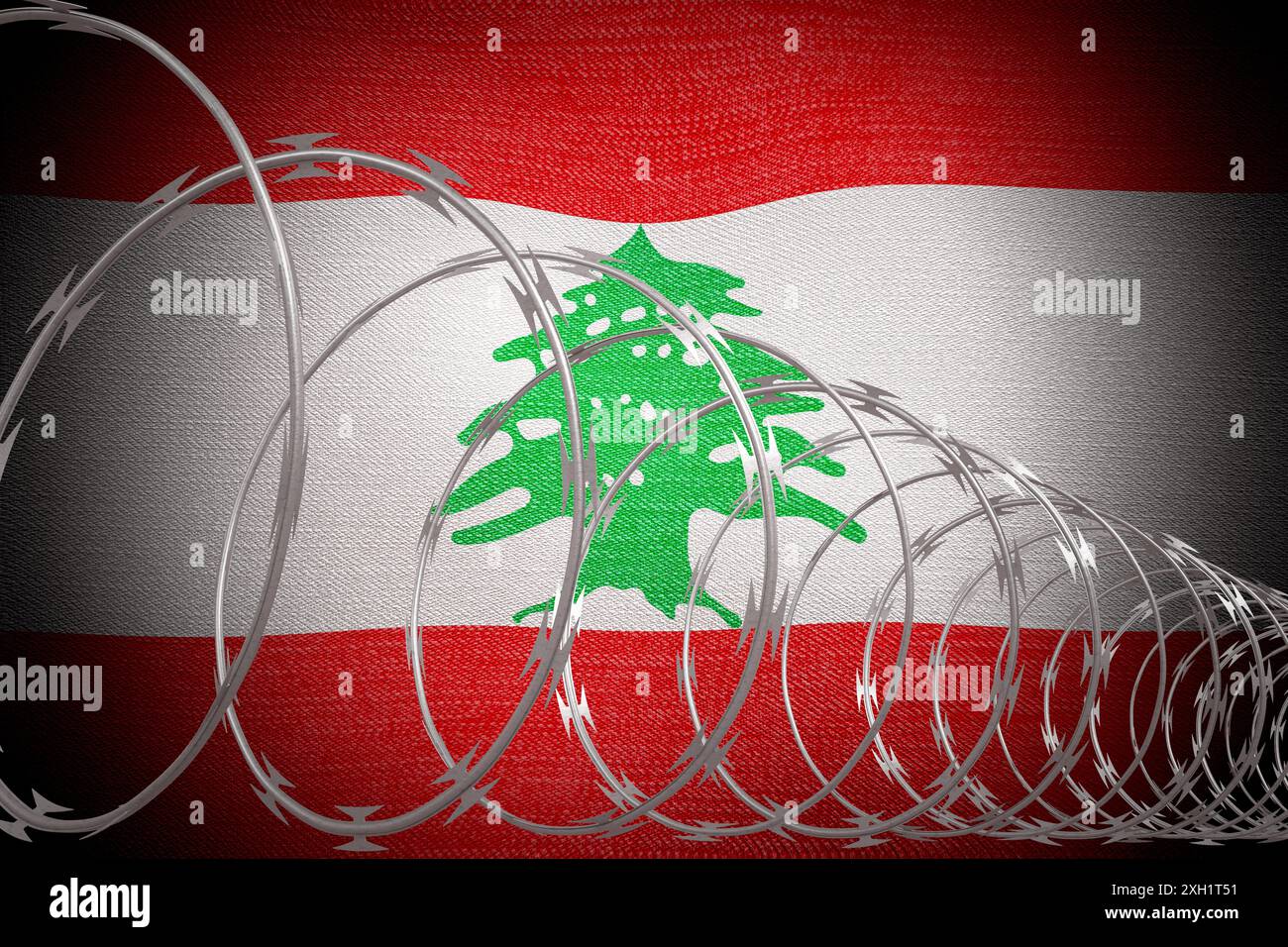 National flag and barbed wire - 3D illustration Stock Photo - Alamy