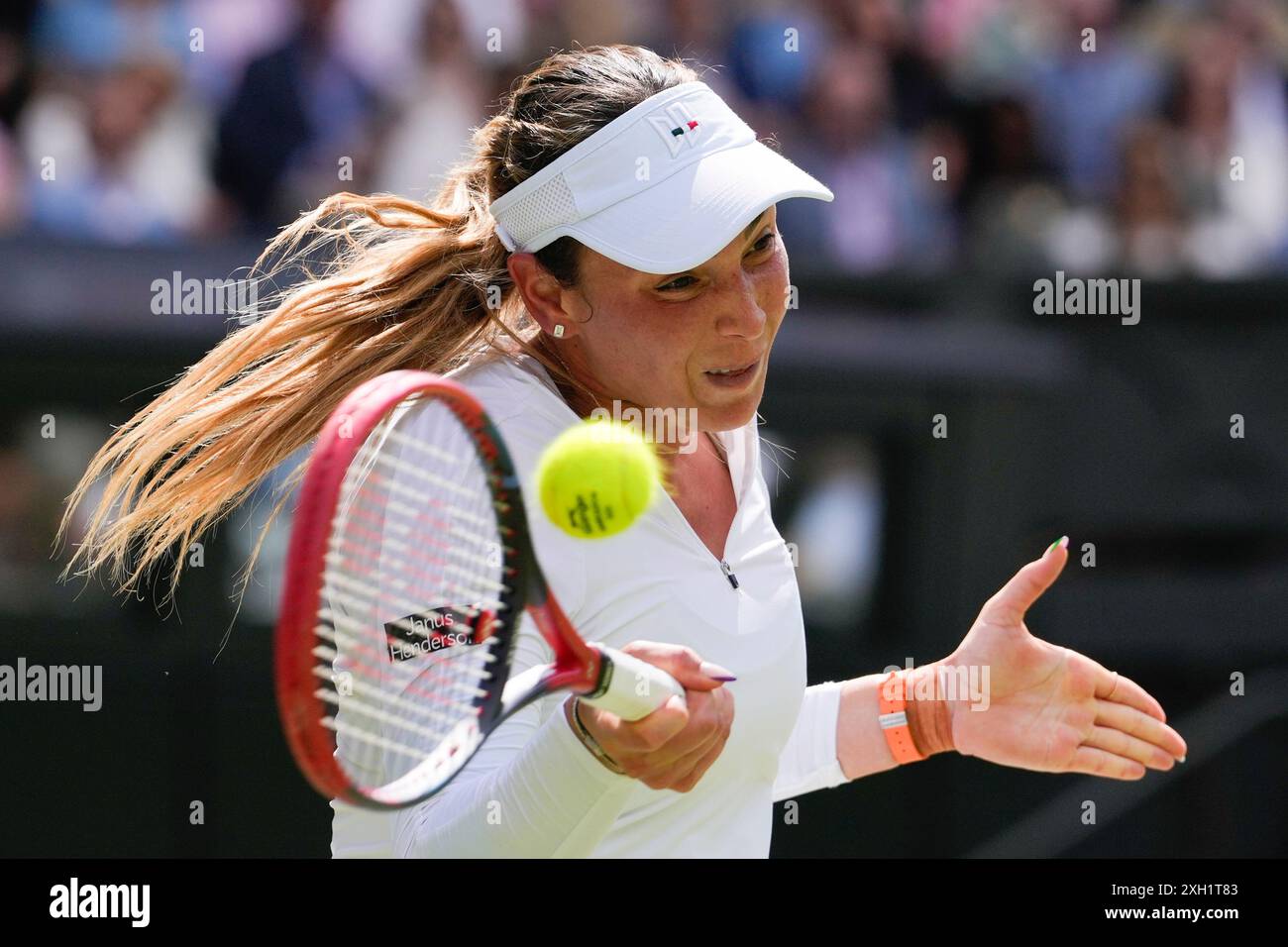 Donna Vekic of Croatia plays a forehand return to Jasmine Paolini of ...