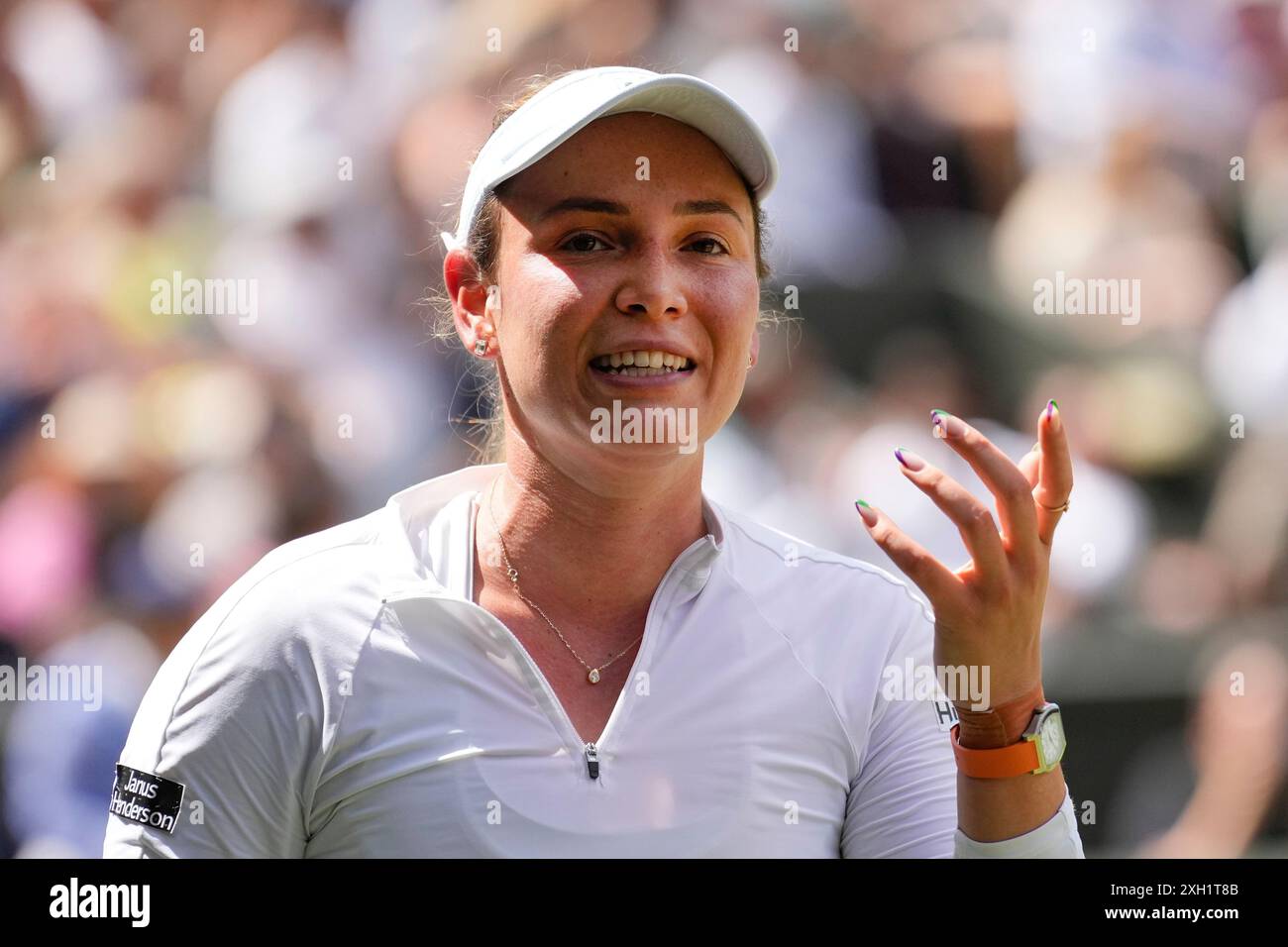 Donna Vekic of Croatia reacts towards her coaches as she plays against ...