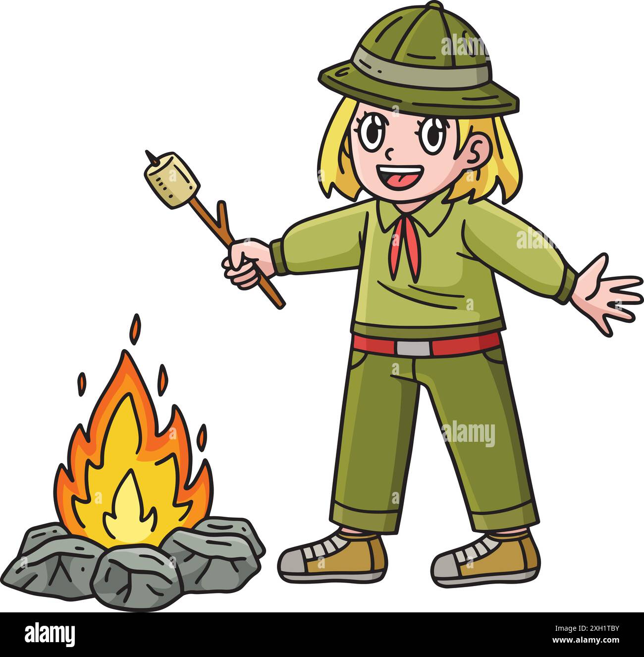 Camping Camper Roasting Marshmallow Clipart Stock Vector Image & Art ...