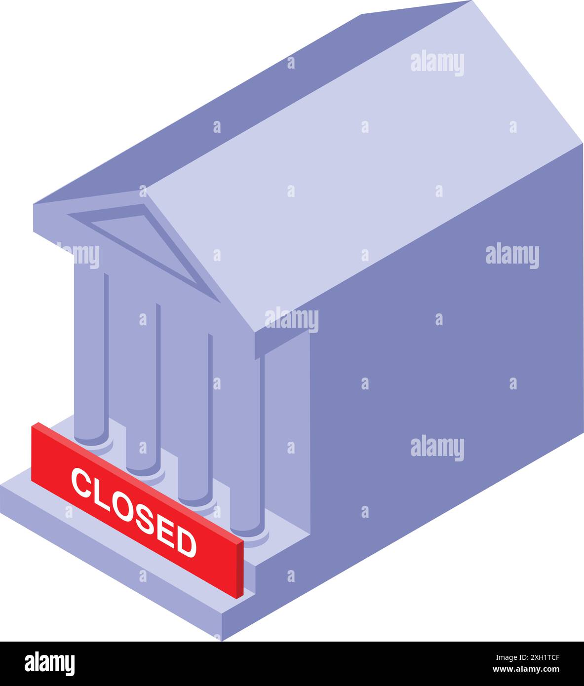 Isometric building with columns representing bank being closed during ...