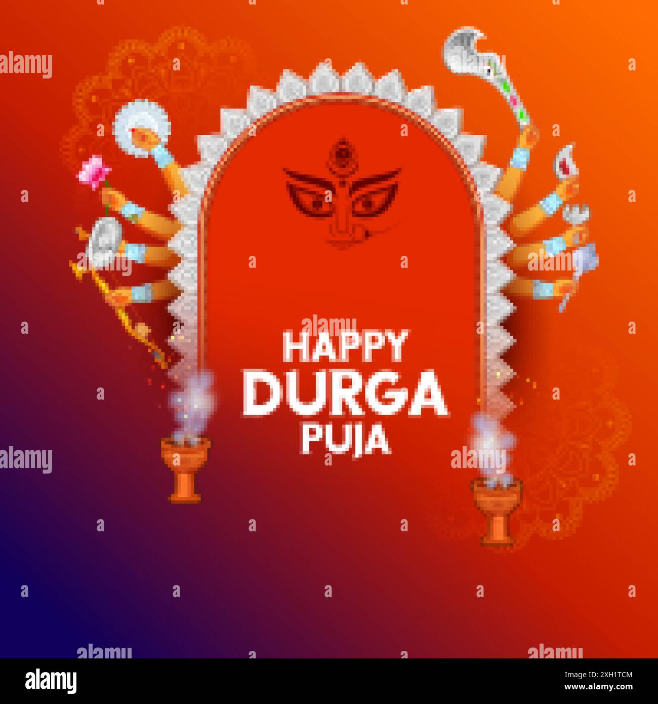 illustration of Goddess Durga in Happy Durga Puja Subh Navratri Indian ...