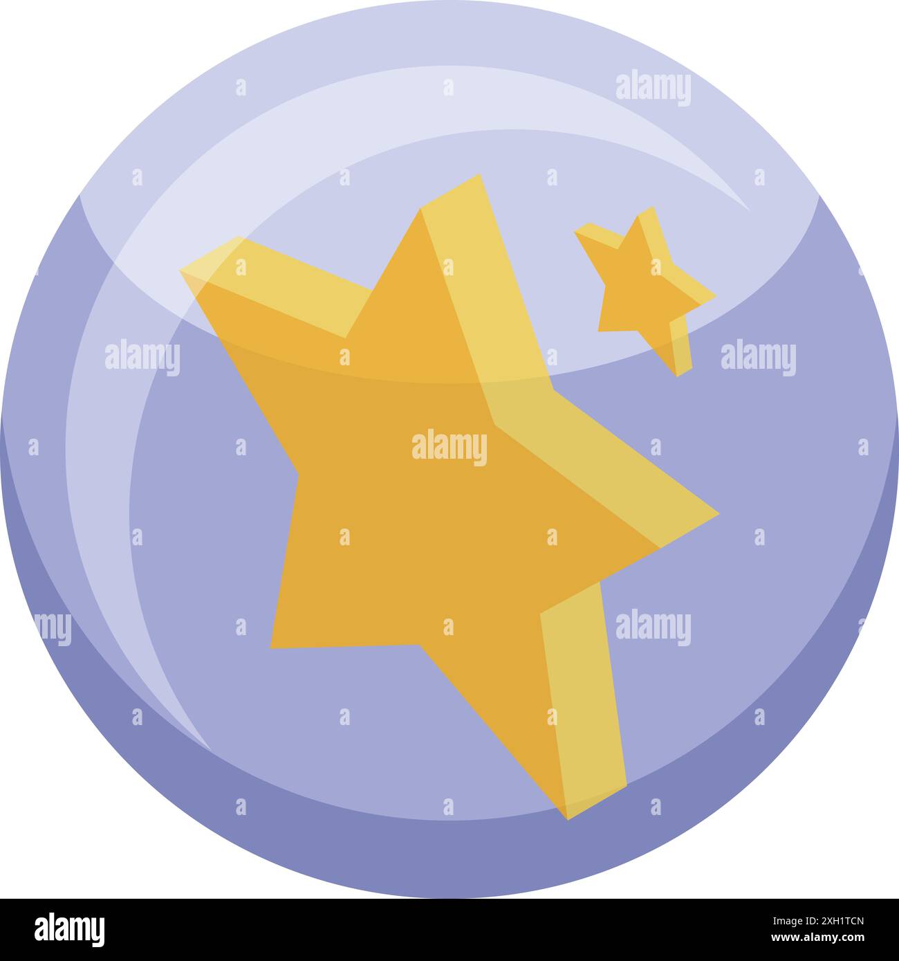 3d illustration of golden stars floating inside a purple sphere ...