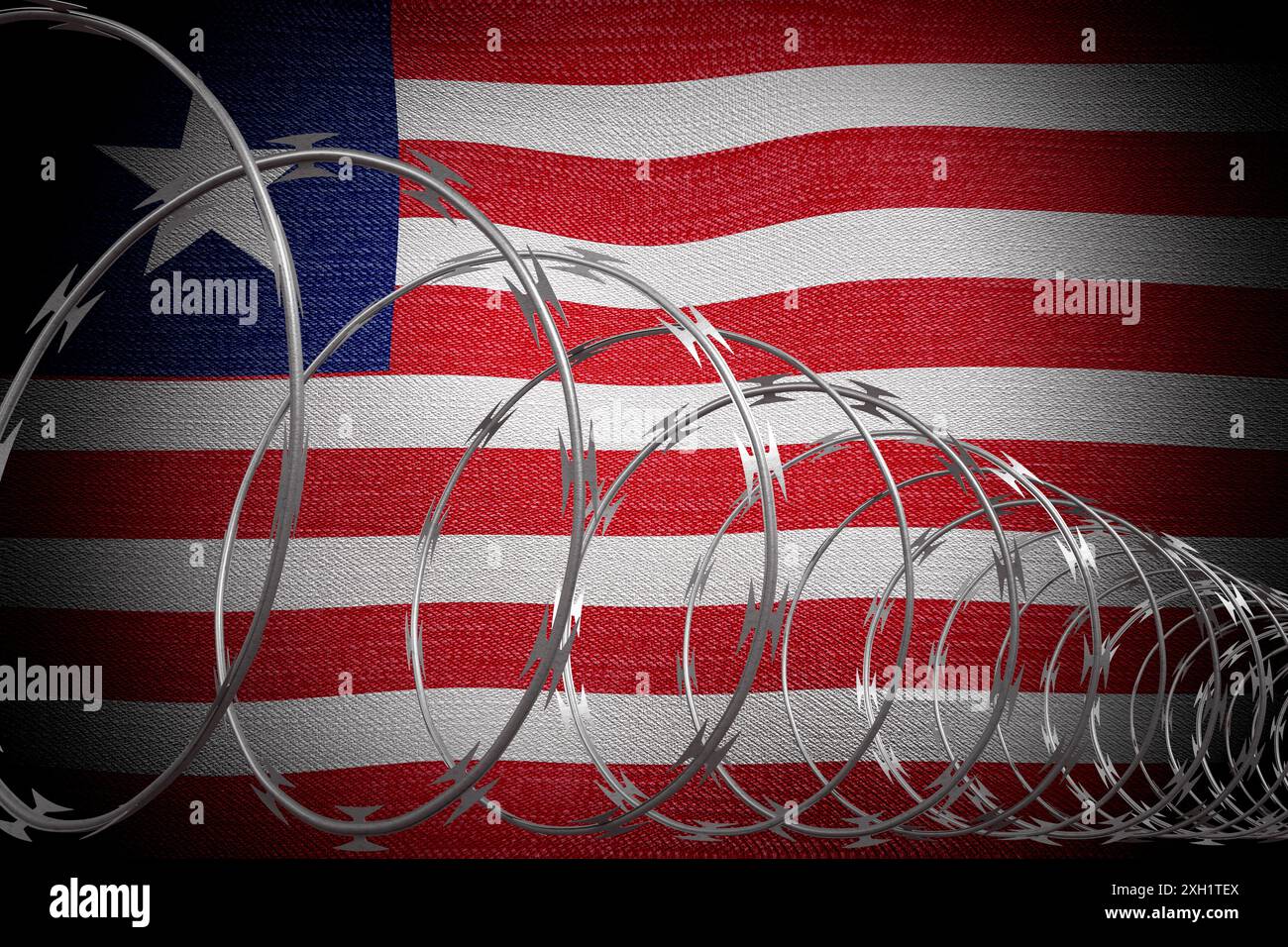 National flag and barbed wire - 3D illustration Stock Photo - Alamy