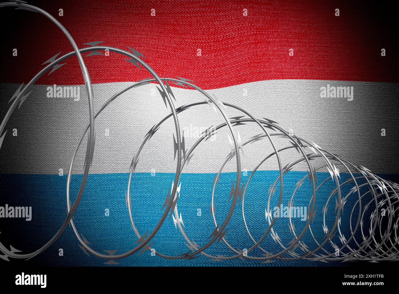 National flag and barbed wire - 3D illustration Stock Photo - Alamy