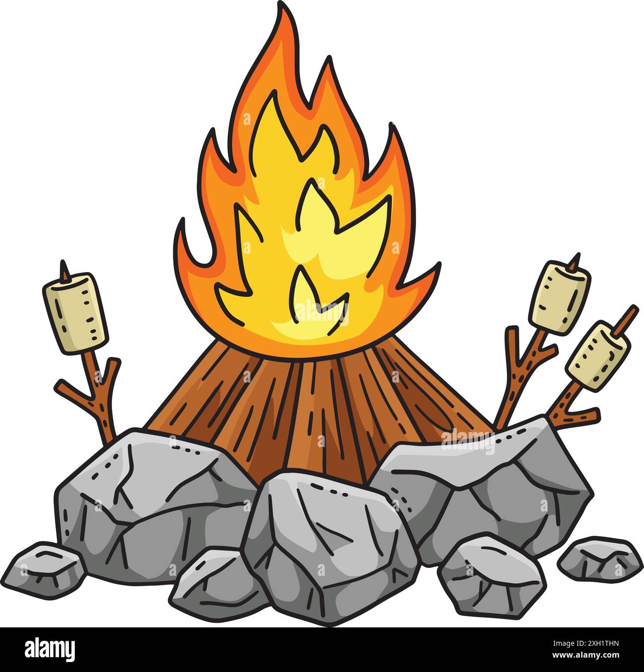 Camping Bonfire roasting Marshmallows Clipart Stock Vector Image & Art ...