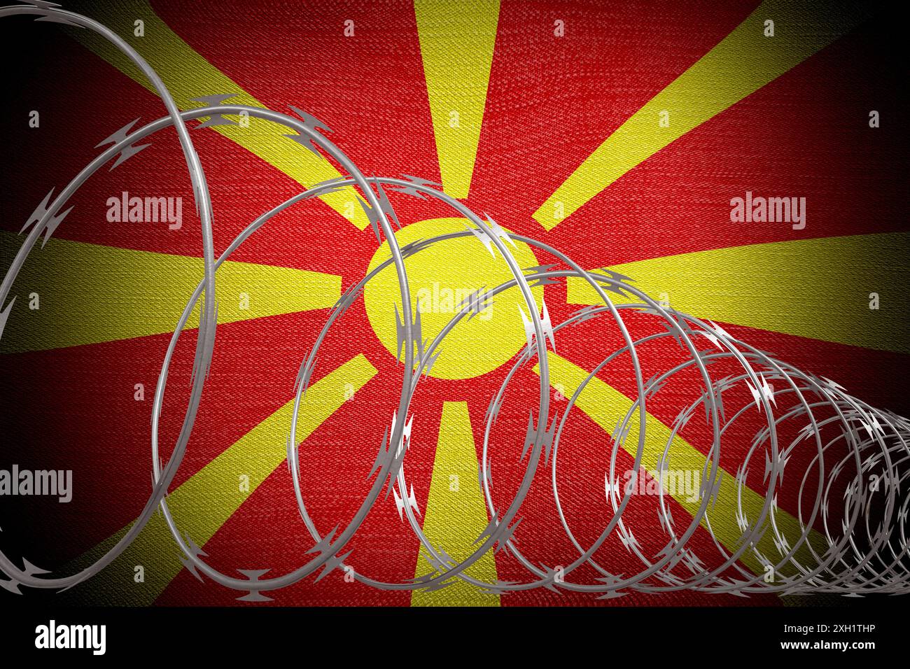 National flag and barbed wire - 3D illustration Stock Photo - Alamy