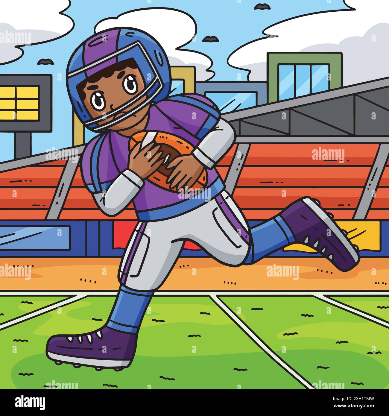 American Football Player Running for Goal Colored Stock Vector Image ...