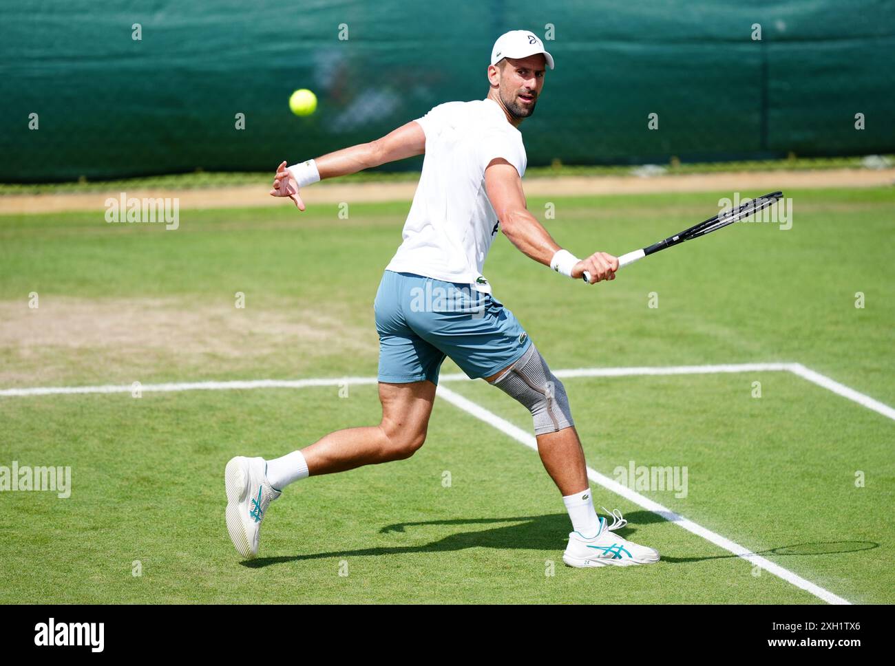 Novak Djokovic training at Wimbledon on day eleven of the 2024 ...