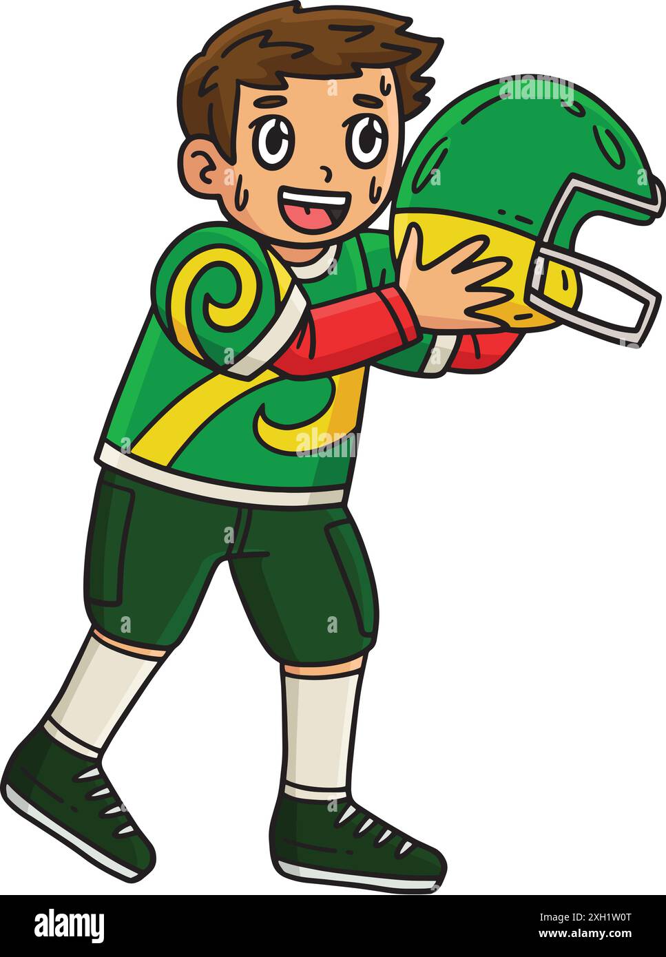 American Football Player Holding Helmet Clipart Stock Vector Image ...