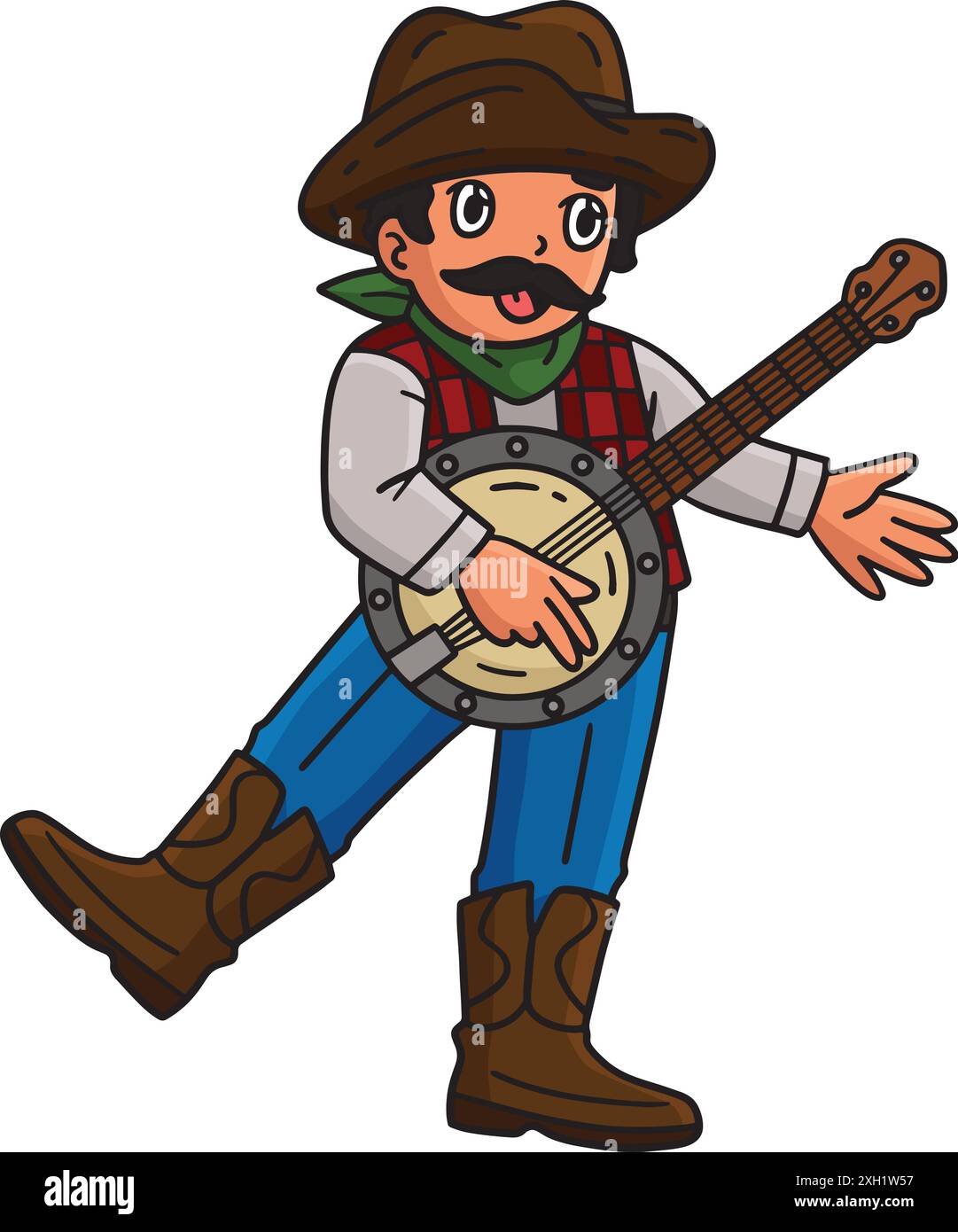 Cowboy Playing Banjo Cartoon Colored Clipart Stock Vector Image & Art ...