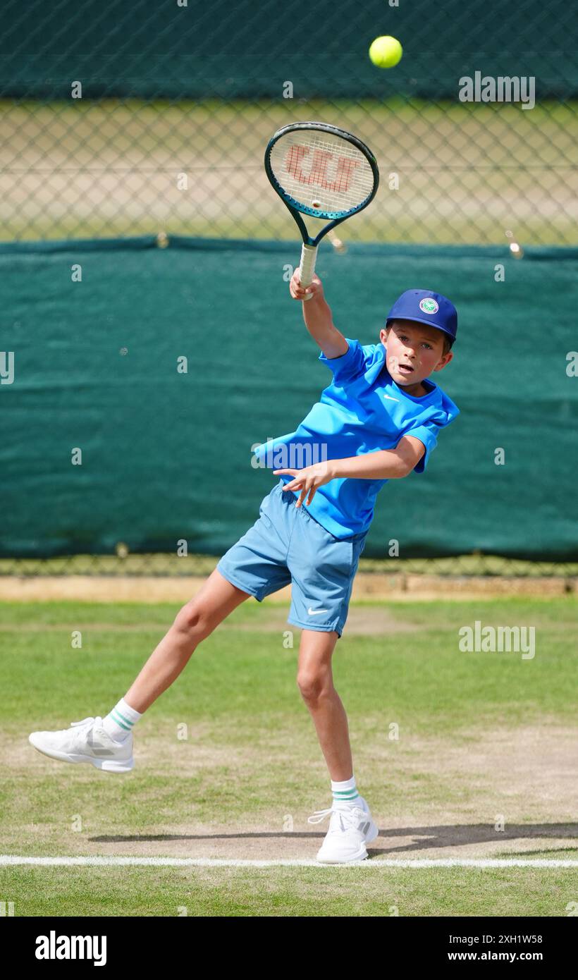 Stefan Djokovic training at Wimbledon on day eleven of the 2024 ...