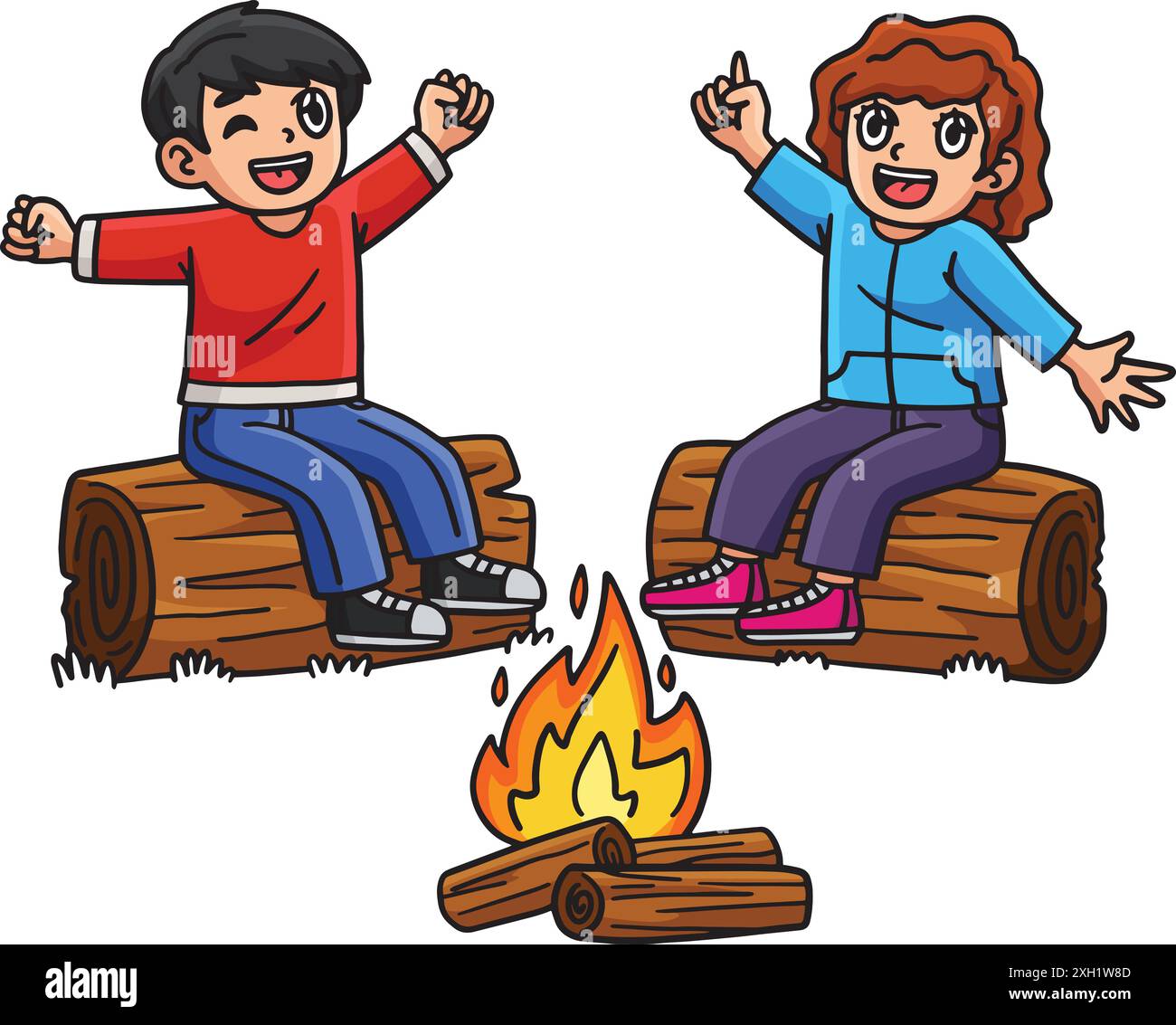 Camping Campers Telling Stories Cartoon Clipart Stock Vector Image ...
