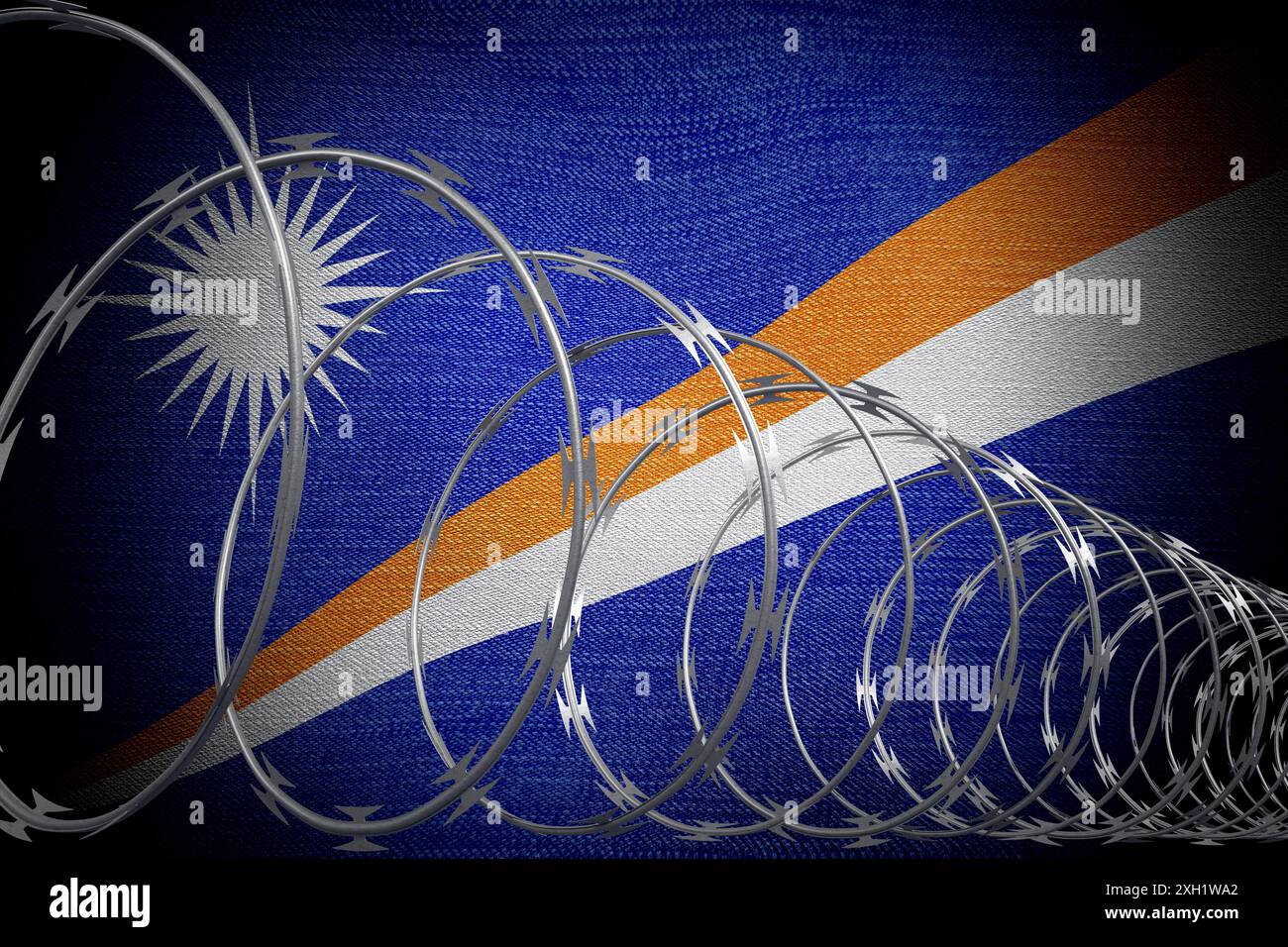 National flag and barbed wire - 3D illustration Stock Photo - Alamy