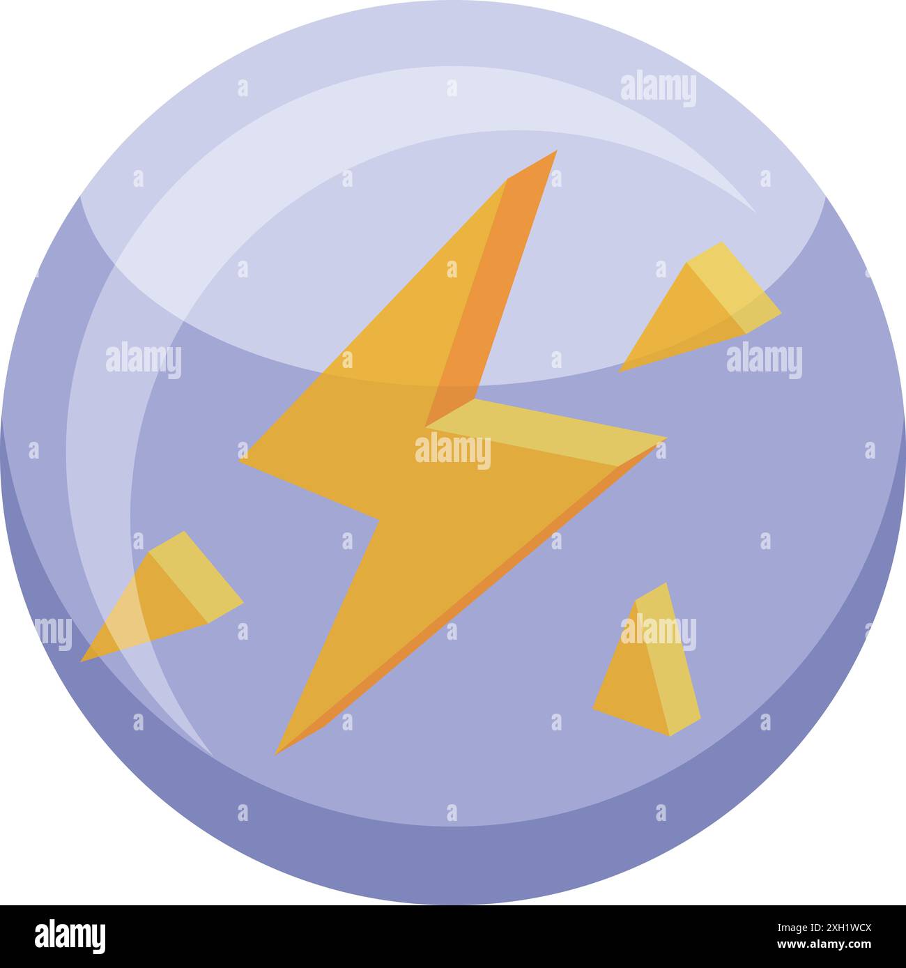Magic crystal ball is containing a lightning bolt, glowing with energy ...