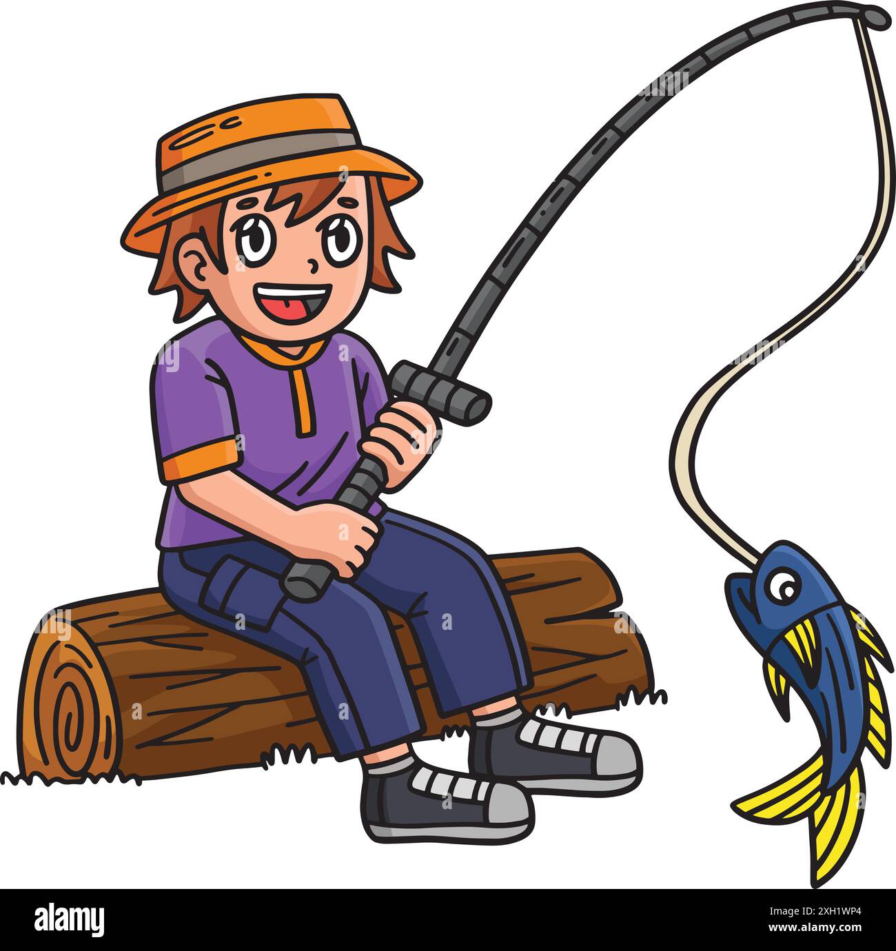 Camping Camper Fishing Cartoon Colored Clipart Stock Vector Image & Art ...
