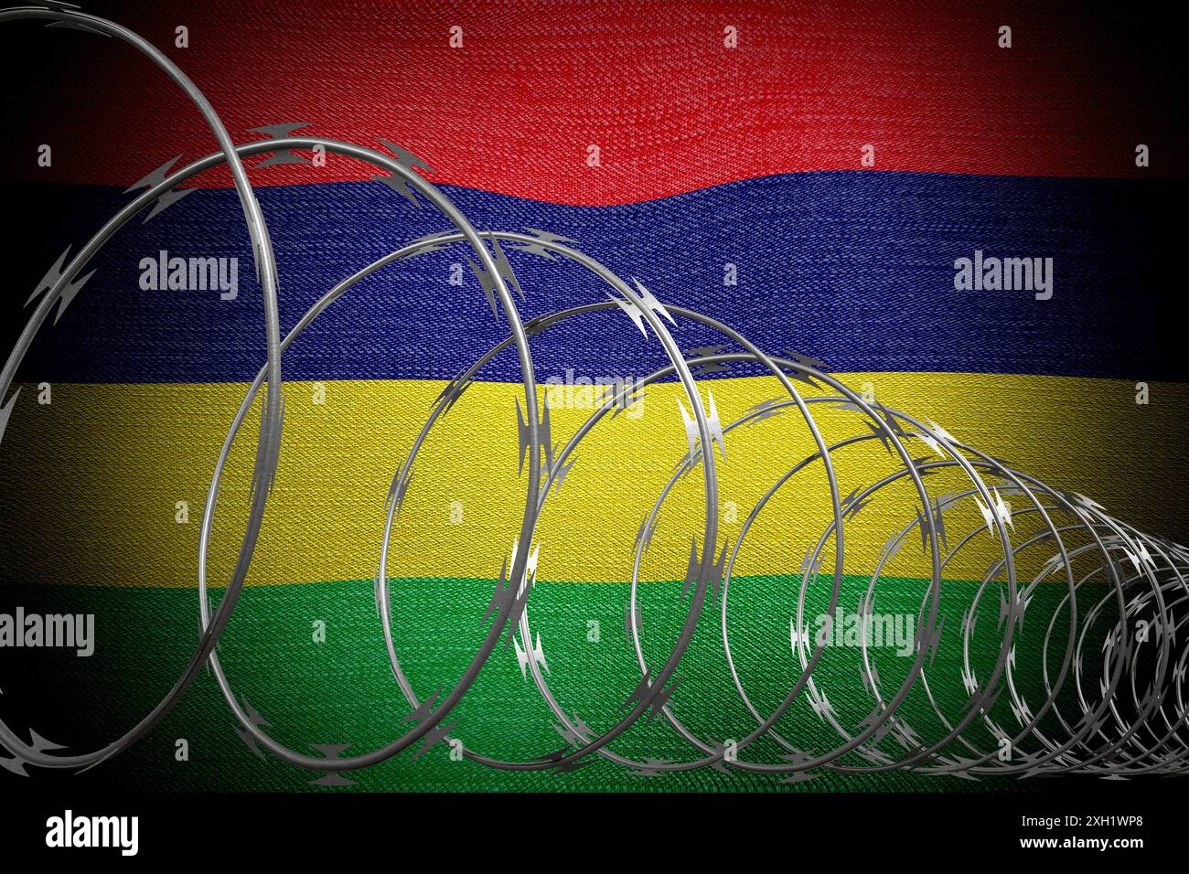 National flag and barbed wire - 3D illustration Stock Photo - Alamy