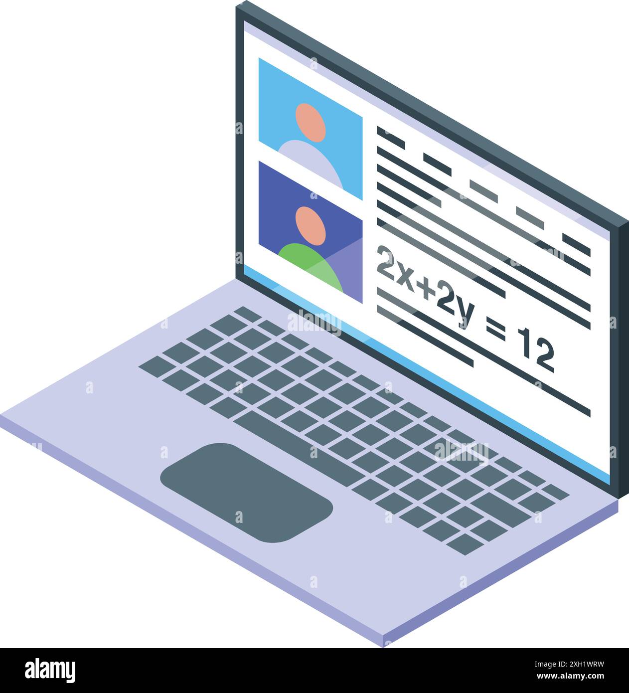 Online education platform showing math equation on laptop screen ...
