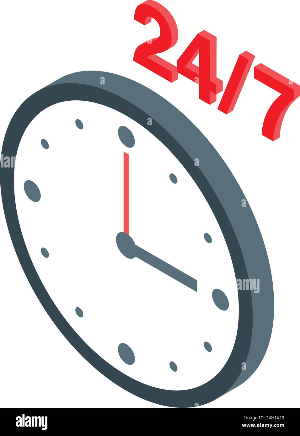 Clock face showing twenty four hours seven days availability Stock ...